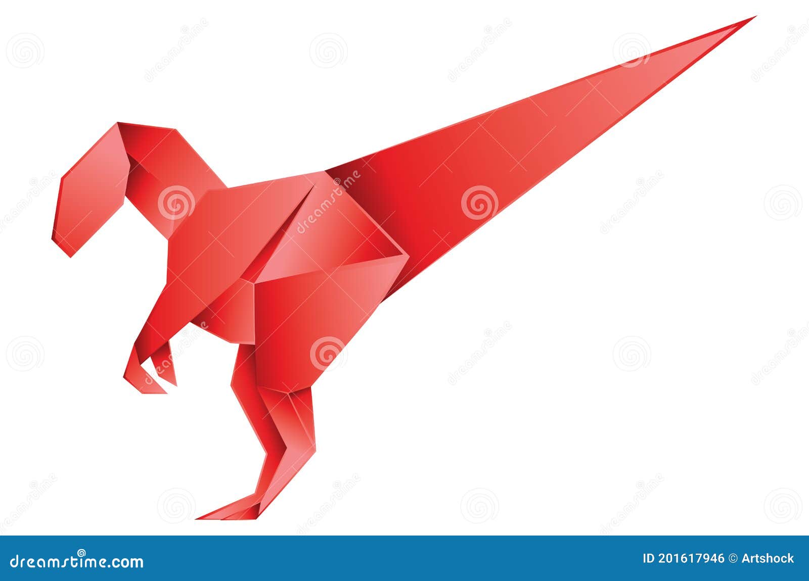 Red origami velociraptor stock vector. Illustration of retro - 201617946