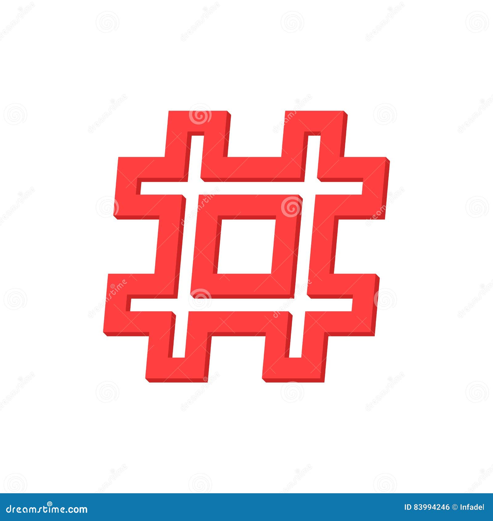 Red Outline Hashtag Icon on White Background Stock Vector ...