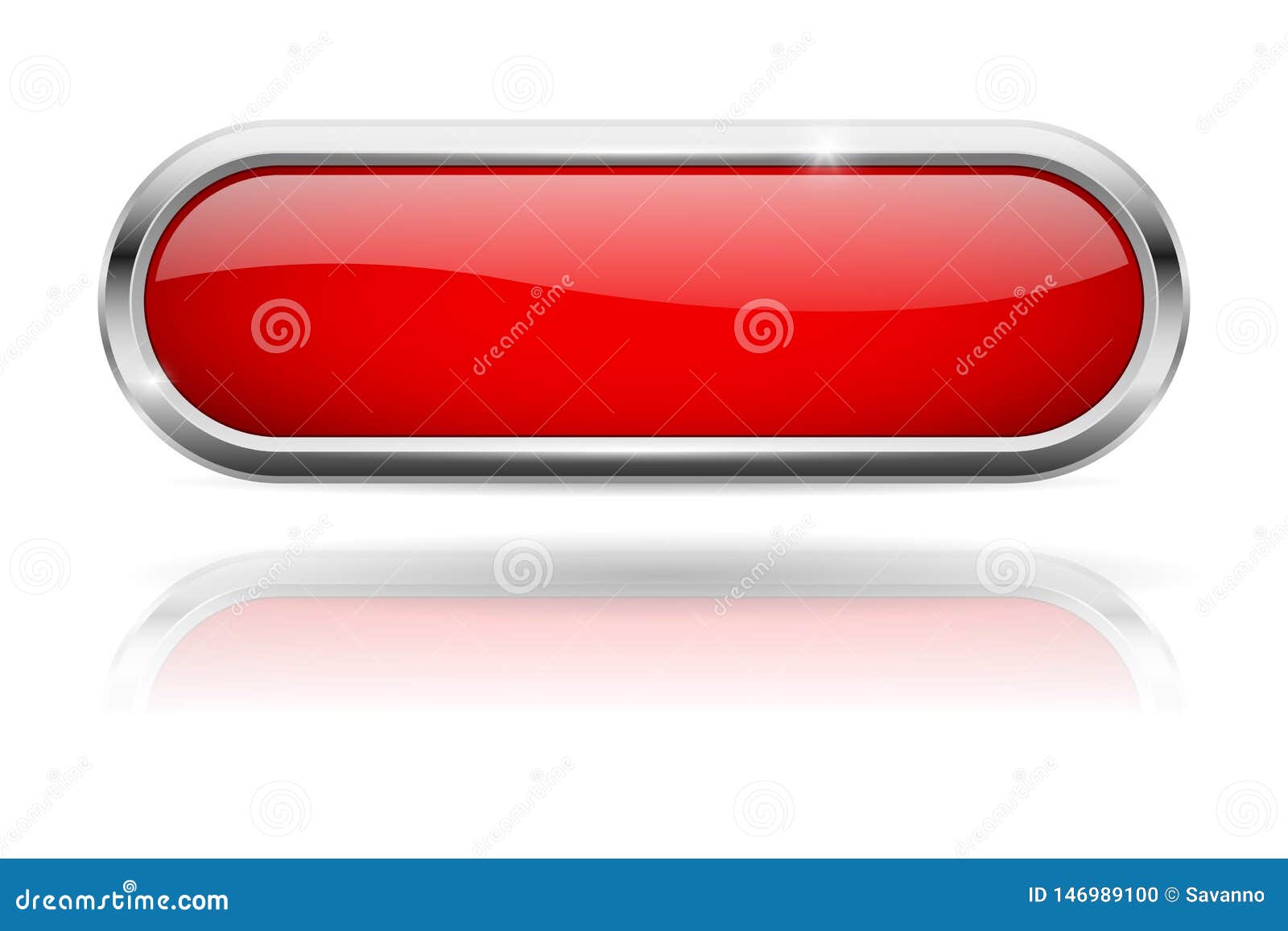 Red Oval Button. Glass Icon with Chrome Frame Stock Vector ...