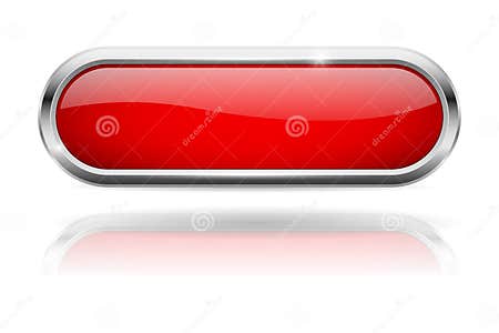Red Oval Button. Glass Icon with Chrome Frame Stock Vector ...
