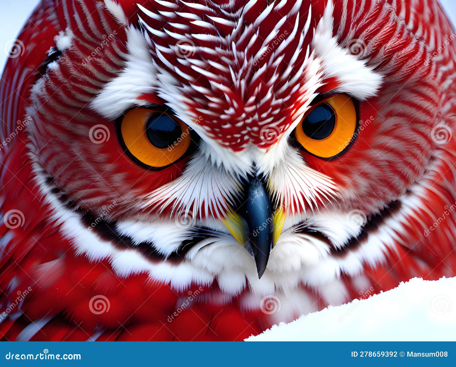 Red Owl in the Snow, AI Generated Stock Illustration - Illustration of ...