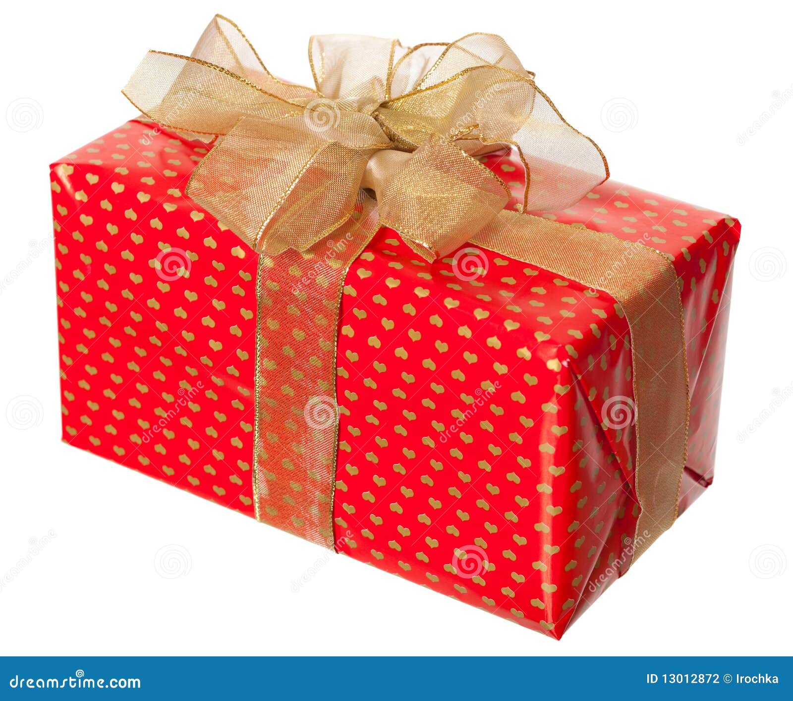 Red package with gold bow stock photo. Image of decorated - 13012872