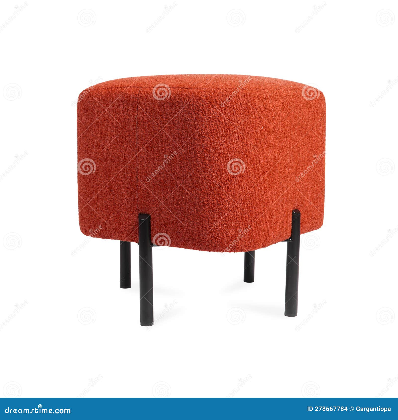 Red Padded Foot Stool Fabric Pouf Stock Photo - Image of interior, seat ...