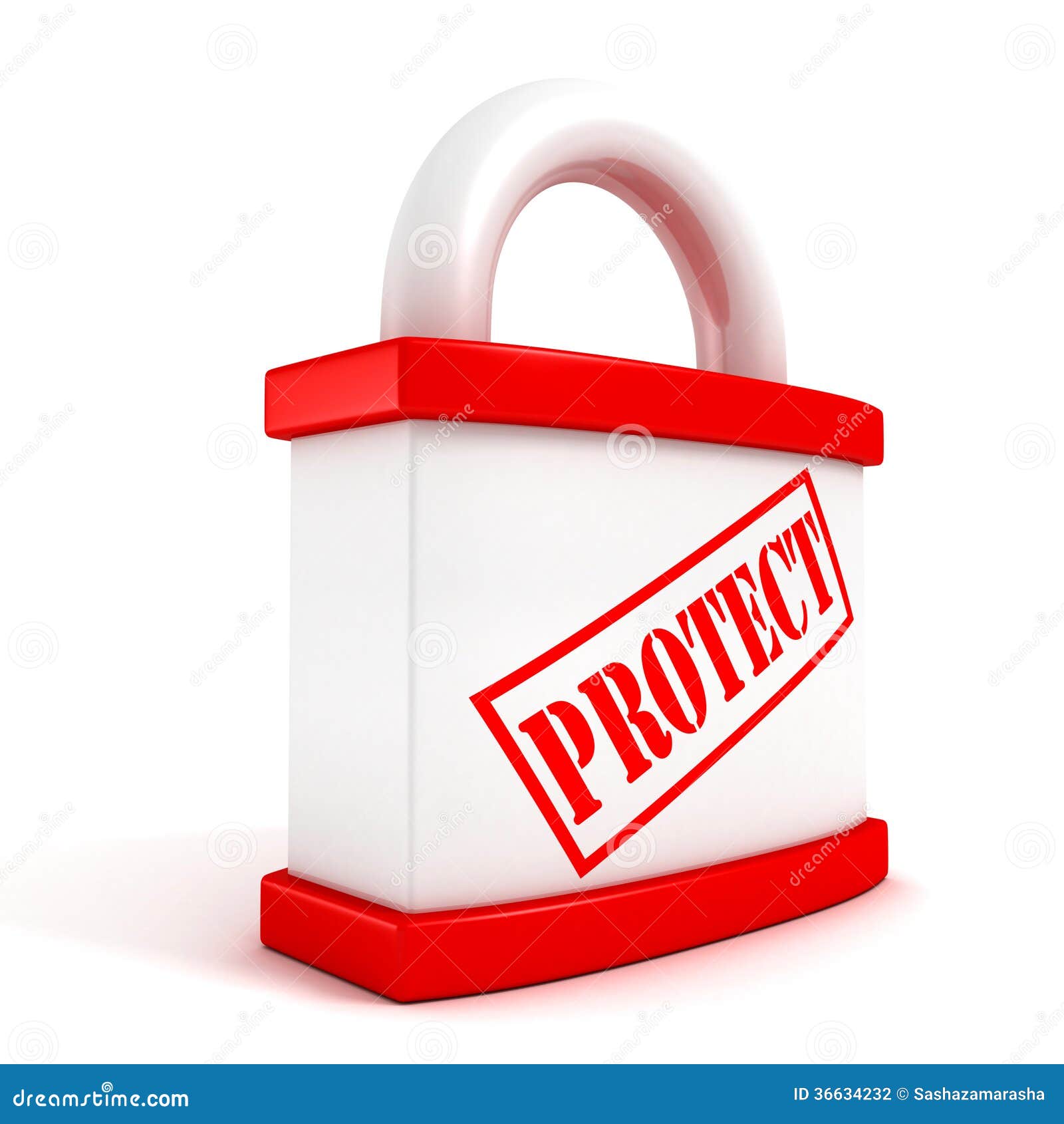Red Padlock Closeup Concept Protect Text Symbol Stock Illustration ...