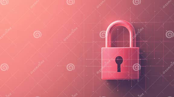 Red Padlock Protecting Digital Information Security on Network Grid Background Stock ...