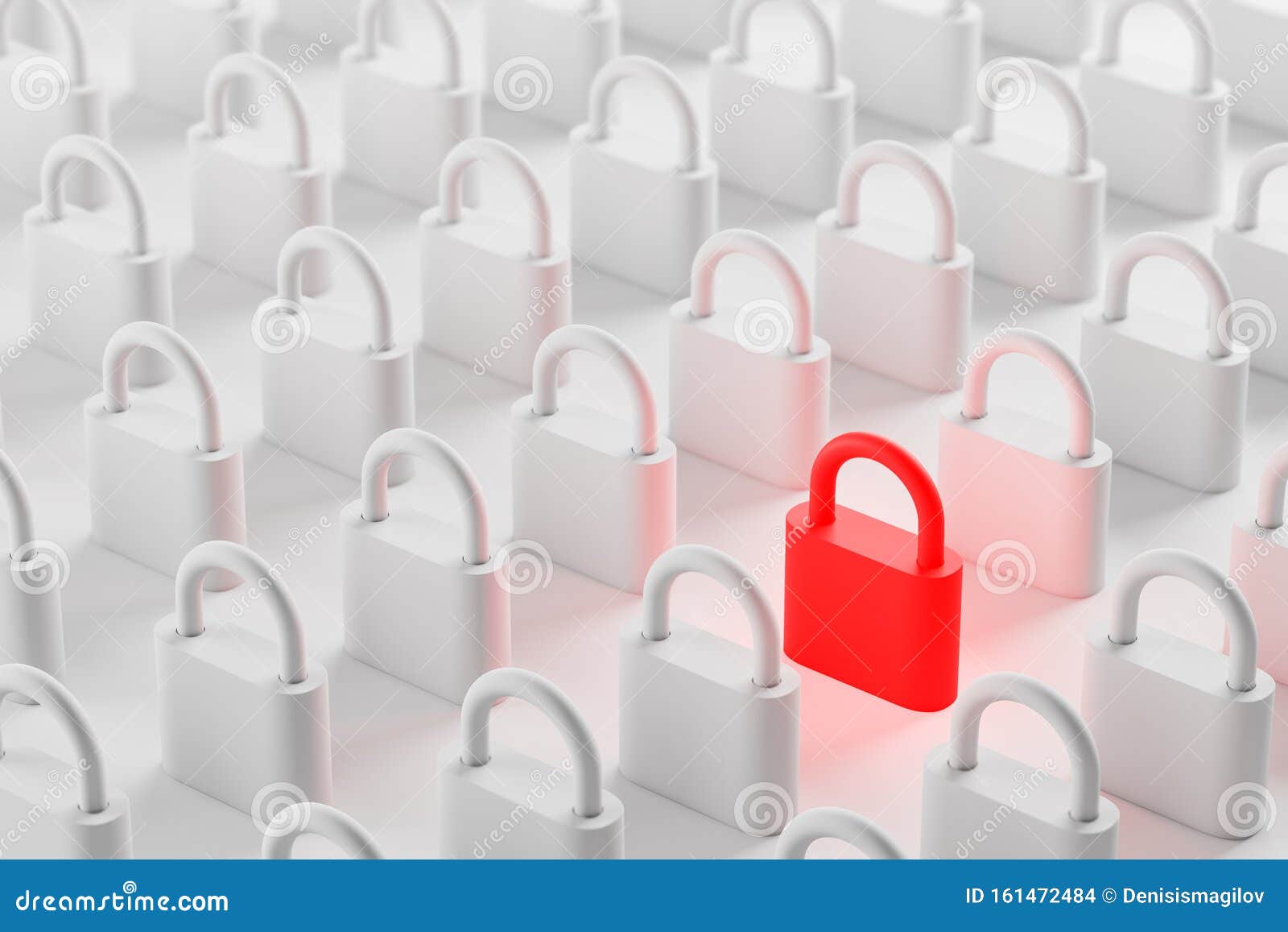 Red Padlock among White Ones, Online Security Stock Illustration ...
