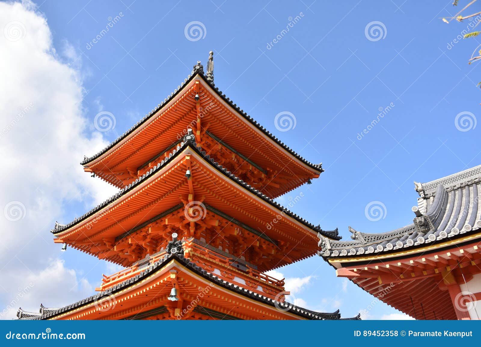 Red pagoda in Japan stock photo. Image of religion, water - 89452358