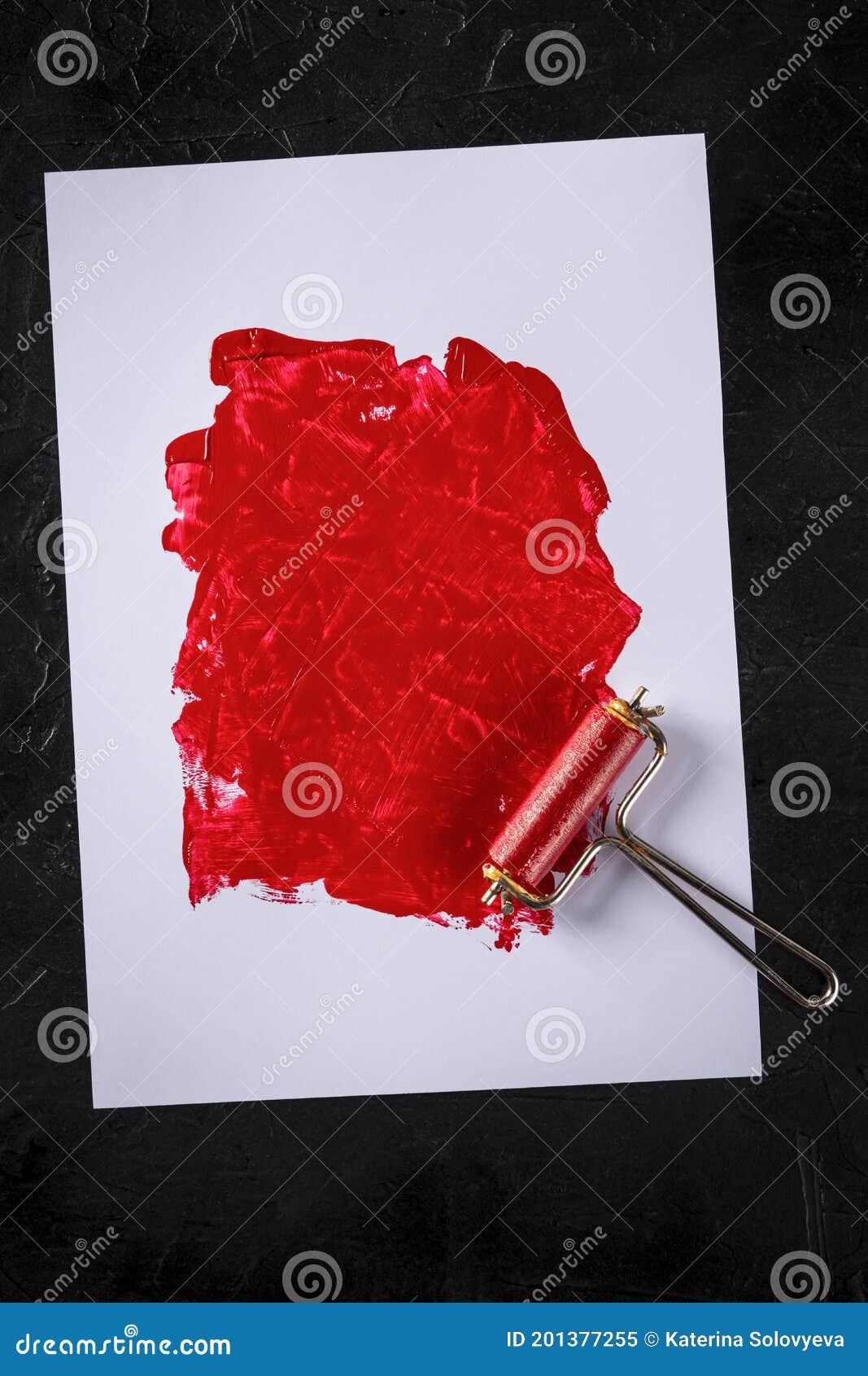 Red Paint Background with a Roller, an Abstract Texture Stock Image ...