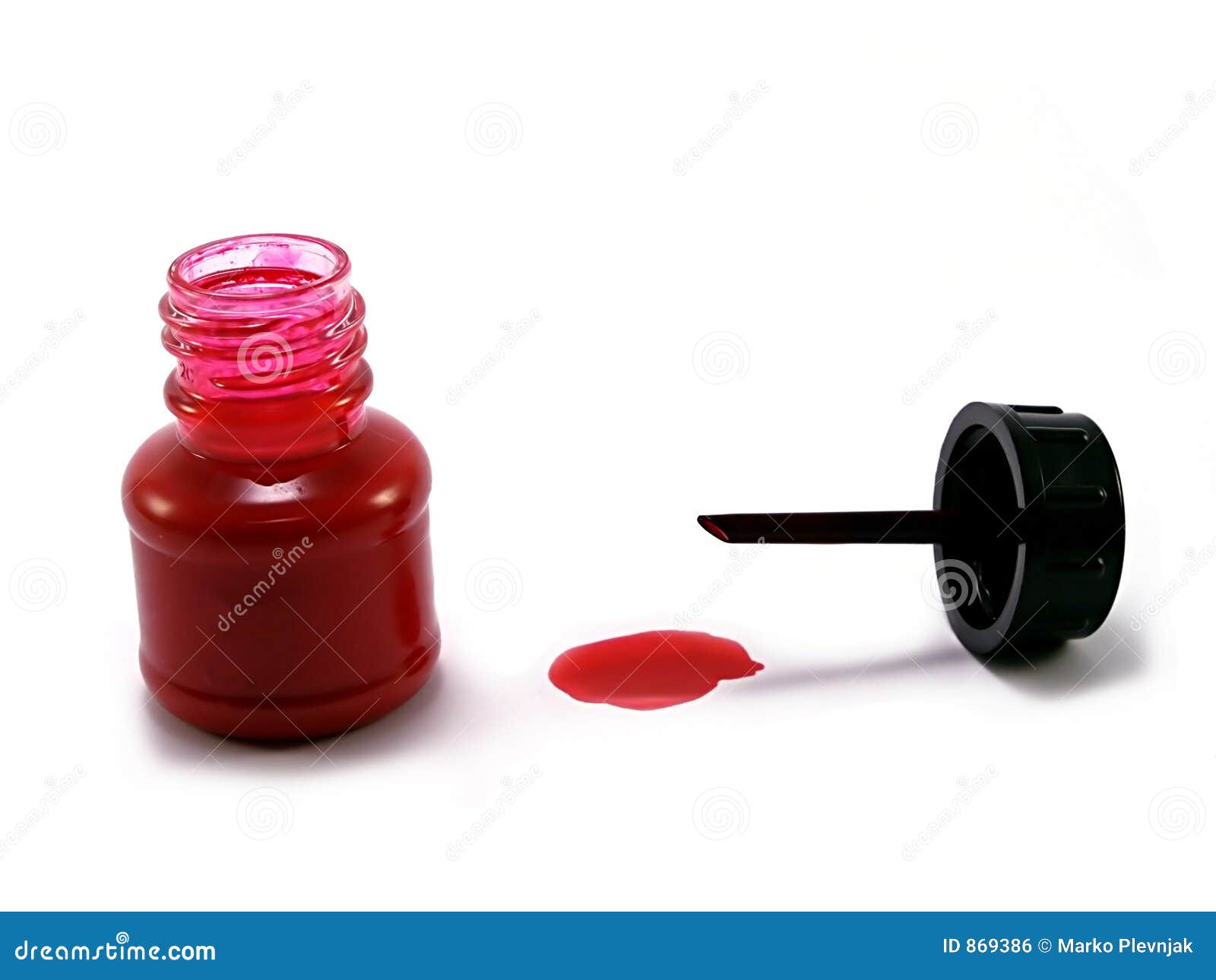 Red paint bottle stock photo. Image of brush, color, green - 869386