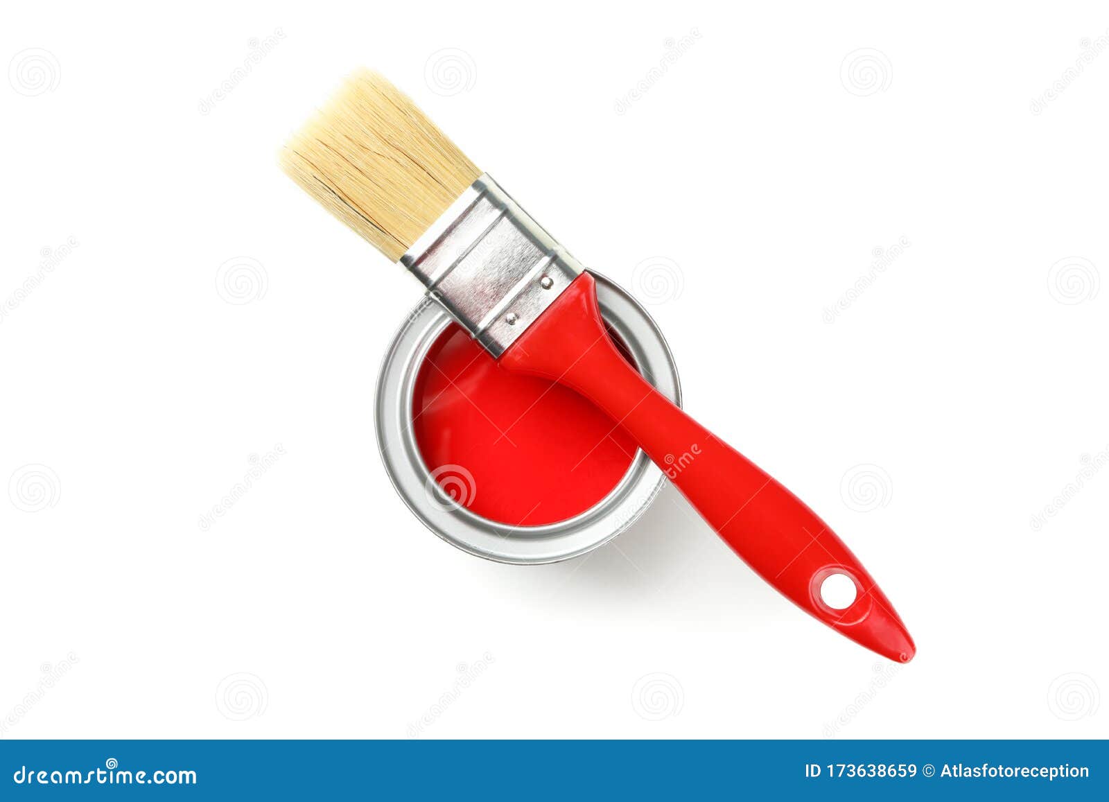 Red Paint and Brush Isolated on White Stock Image - Image of isolated ...