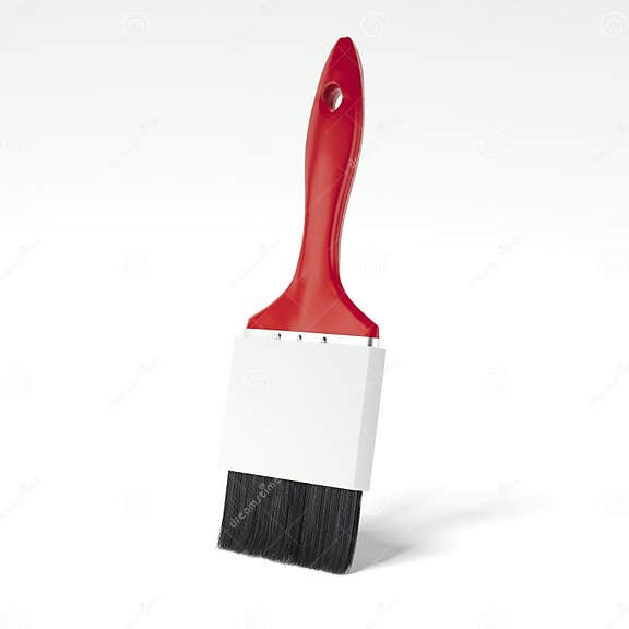 Red Paint Brush Isolated on White. 3d Rendering Stock Image - Image of ...