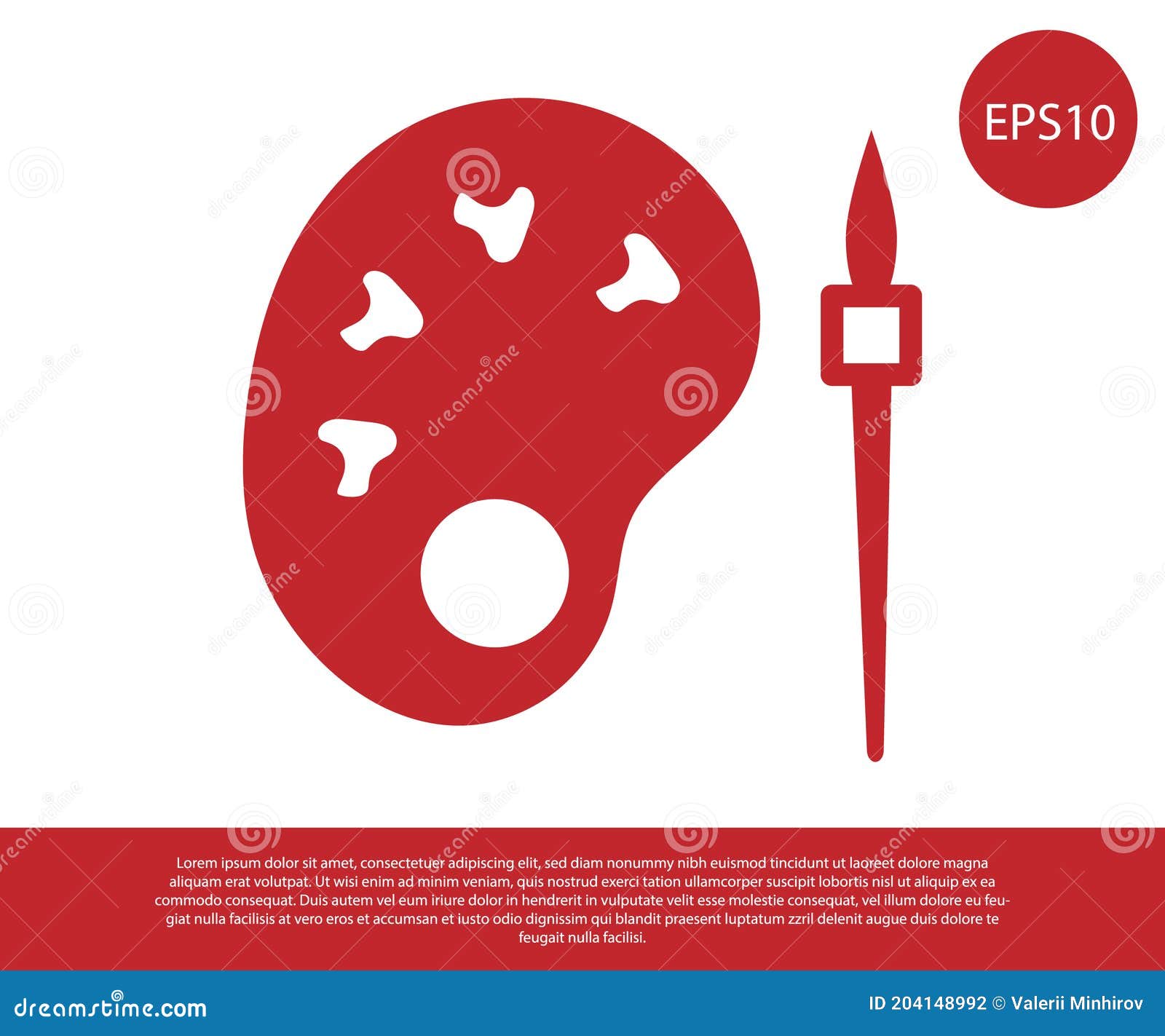 Red Paint Brush with Palette Icon Isolated on White Background. Vector ...