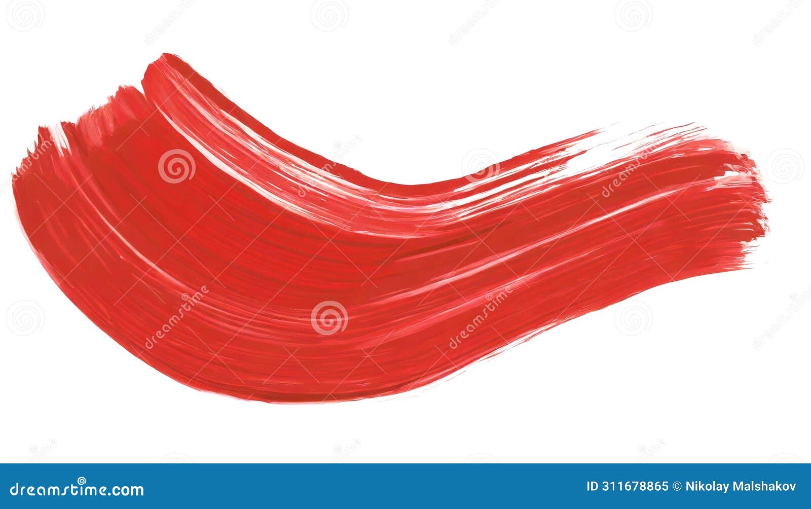 Red Paint Brush Stroke Isolated Over the White Background. Stock Image ...