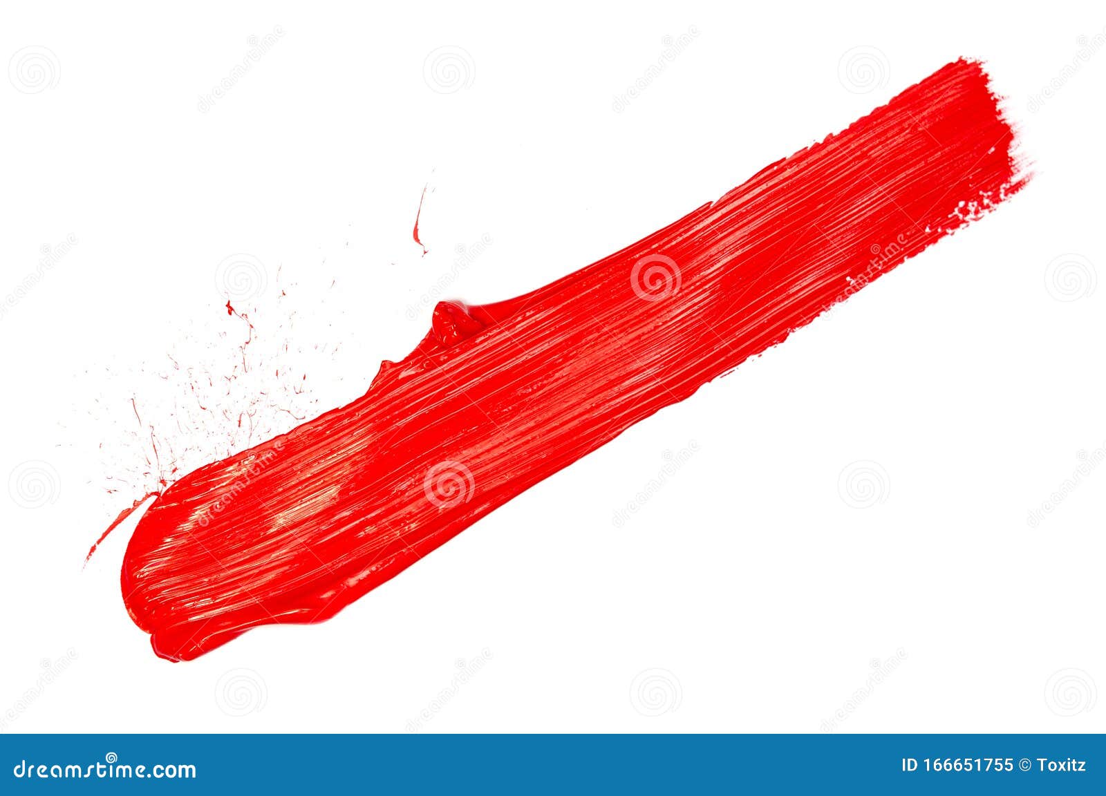 Red Paint Brush Strokes, Acrylic Drawing. Isolated Stock Image - Image ...