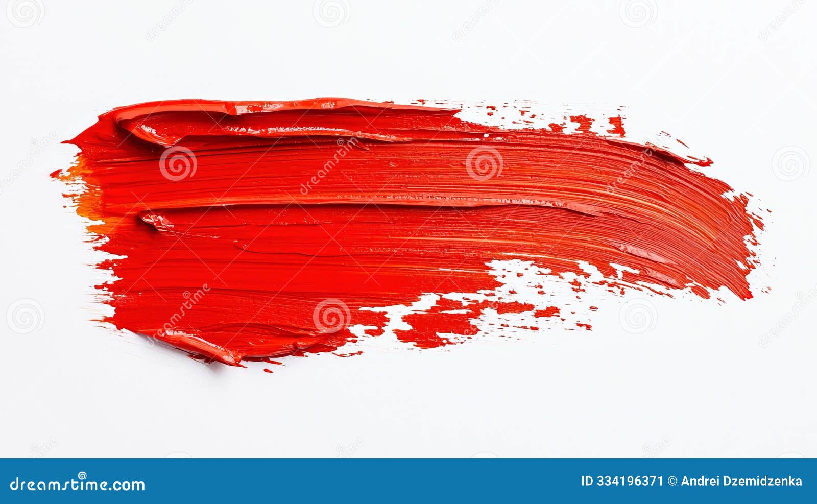 Red Paint Brush Strokes Isolated on White Background, Hand Painted ...