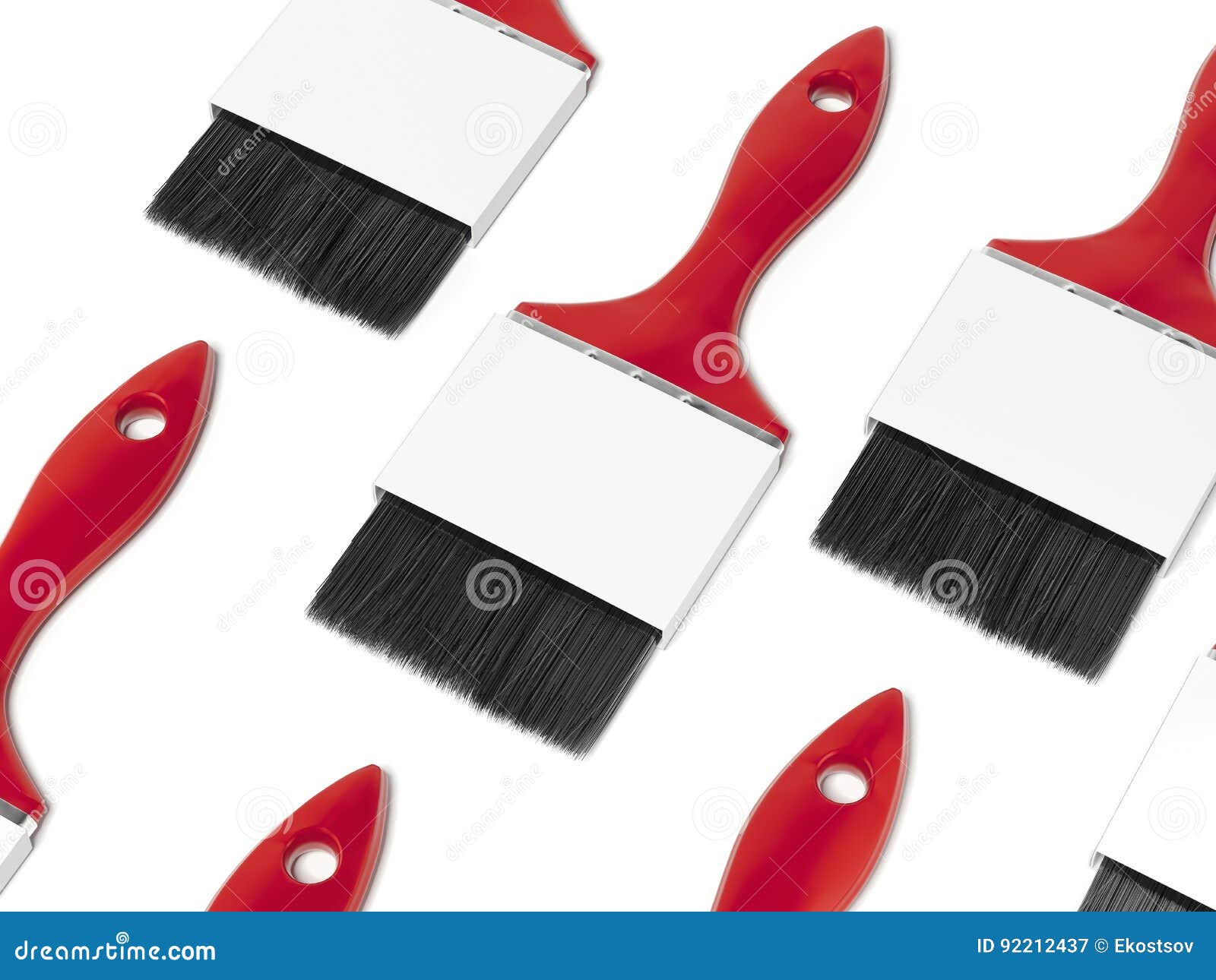 Red Paint Brushes with Blank Labels. 3d Rendering Stock Image - Image ...