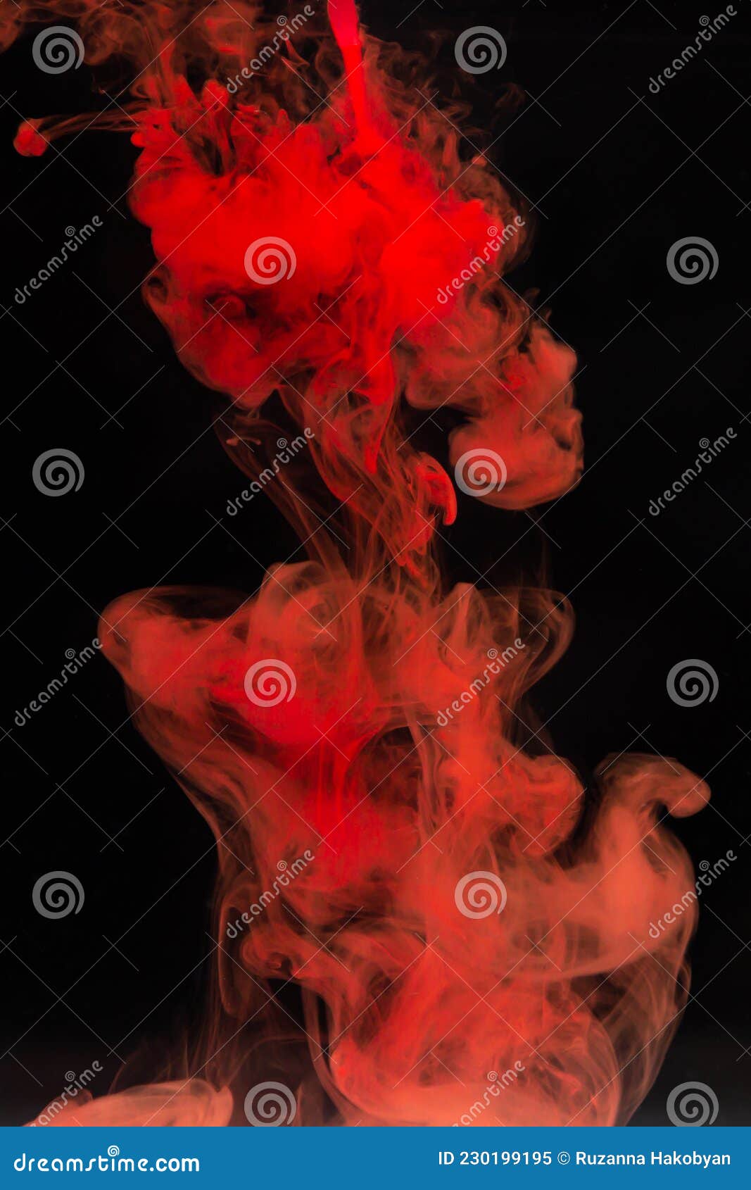 Red Paint Dissolves in Water on a Black Background. Stock Image - Image ...
