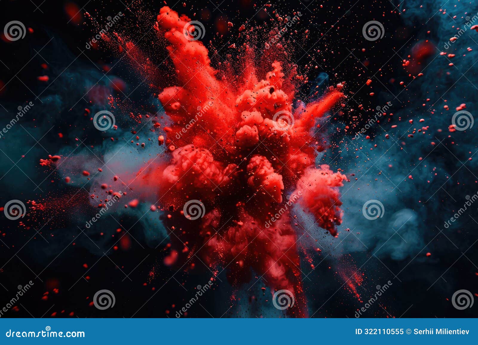 Red Paint Explosion Splash Abstract Background. Blood Cloud, Dust ...