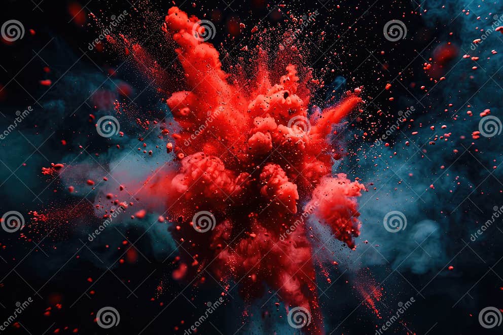 Red Paint Explosion Splash Abstract Background. Blood Cloud, Dust ...