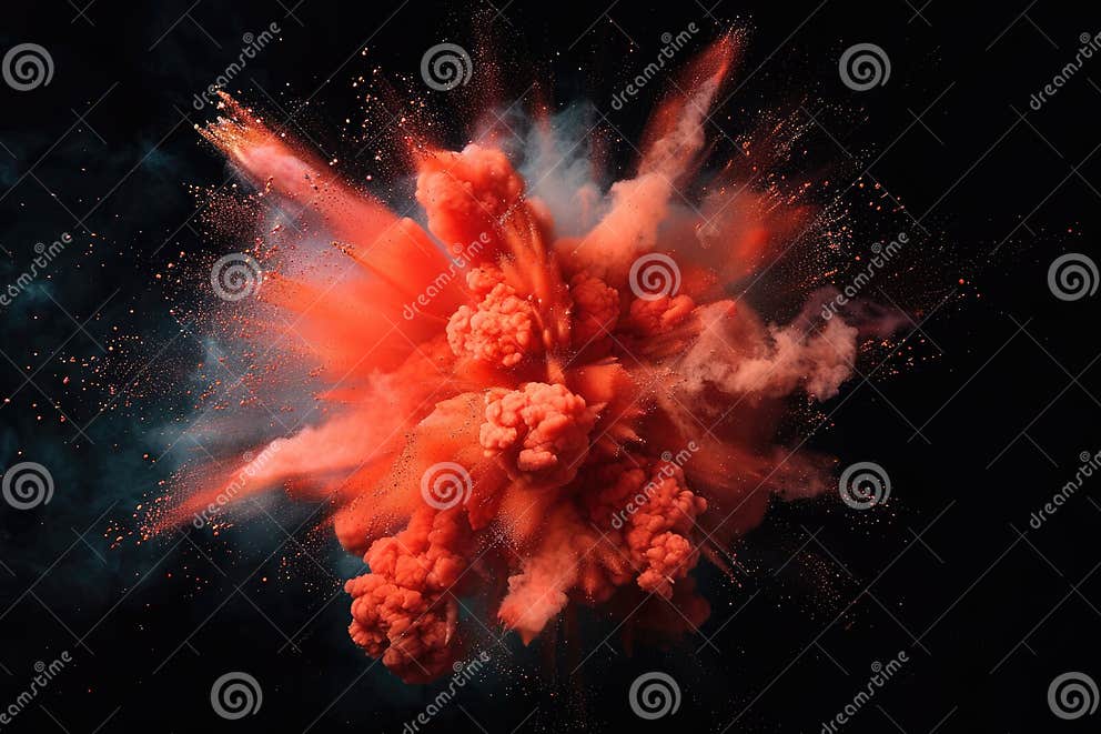 Red Paint Explosion Splash Abstract Background. Blood Cloud, Dust ...