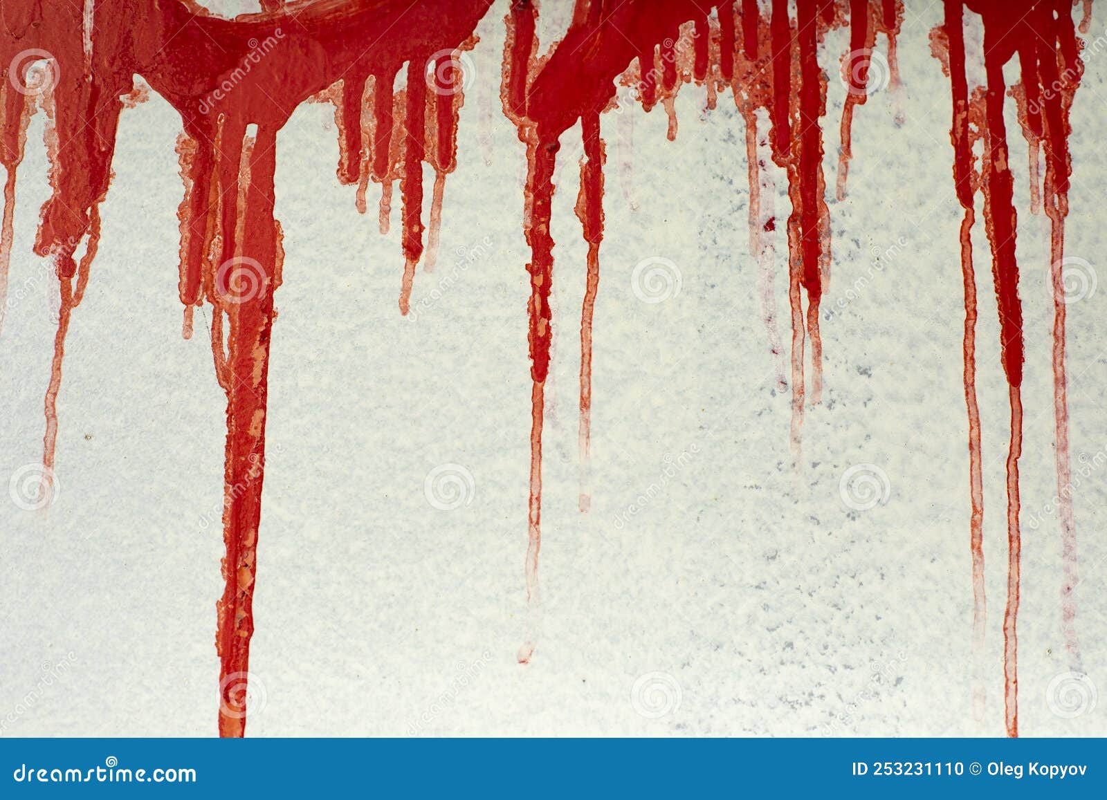 Red Paint Flows Down Wall. Smudges on Surface Stock Photo - Image of ...