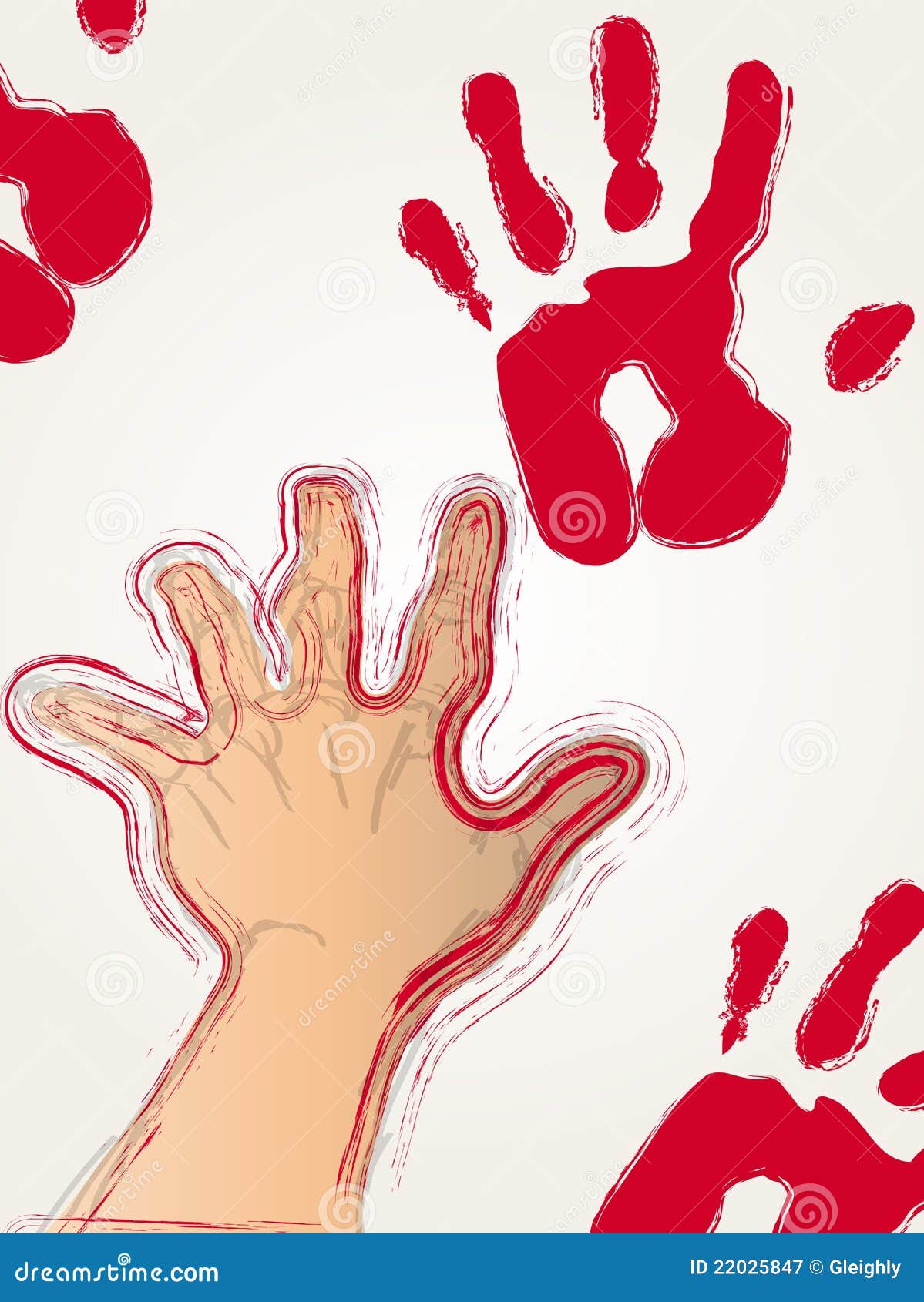 Red paint hand print stock vector. Illustration of ruined - 22025847