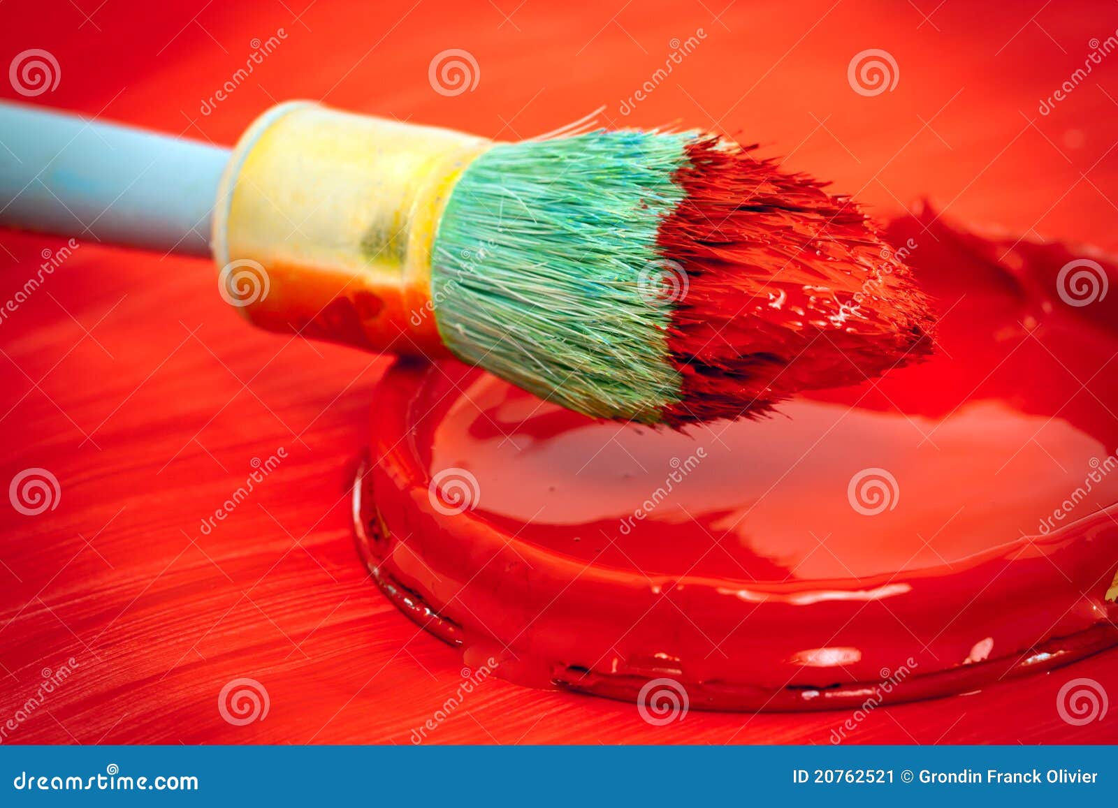 Red paint and paintbrush stock image. Image of cover - 20762521