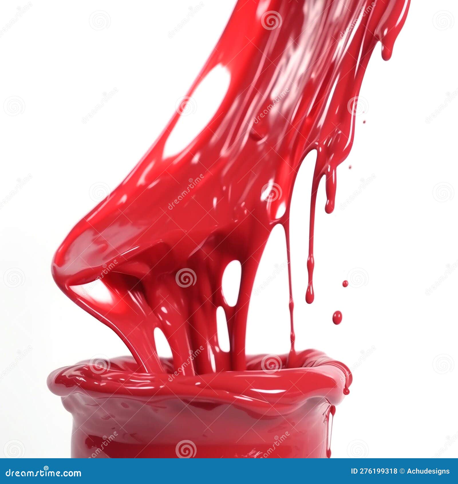 Red Paint Pouring on Pure White Background Stock Illustration ...
