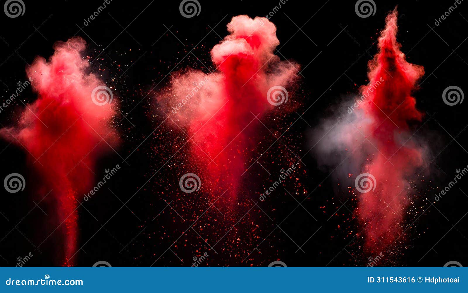 Red Paint Powder Splashes. Flows of Magic Dust with Glitter Particles ...