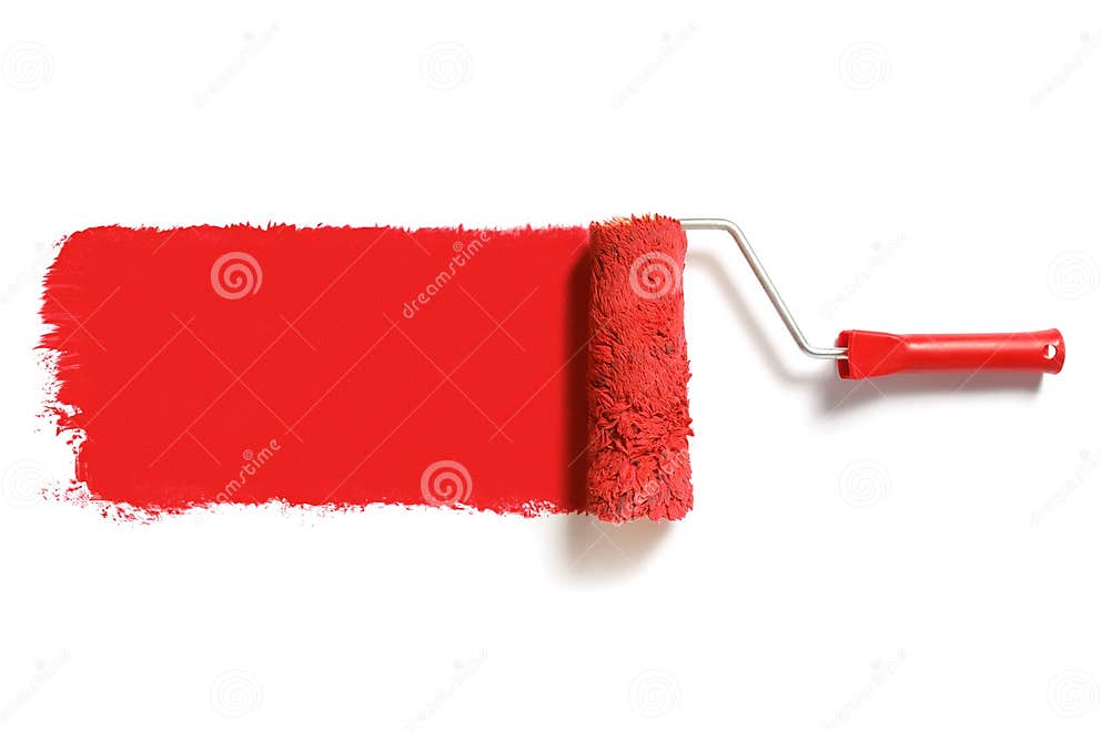 Red paint roller stock photo. Image of isolated, decorating - 19640602