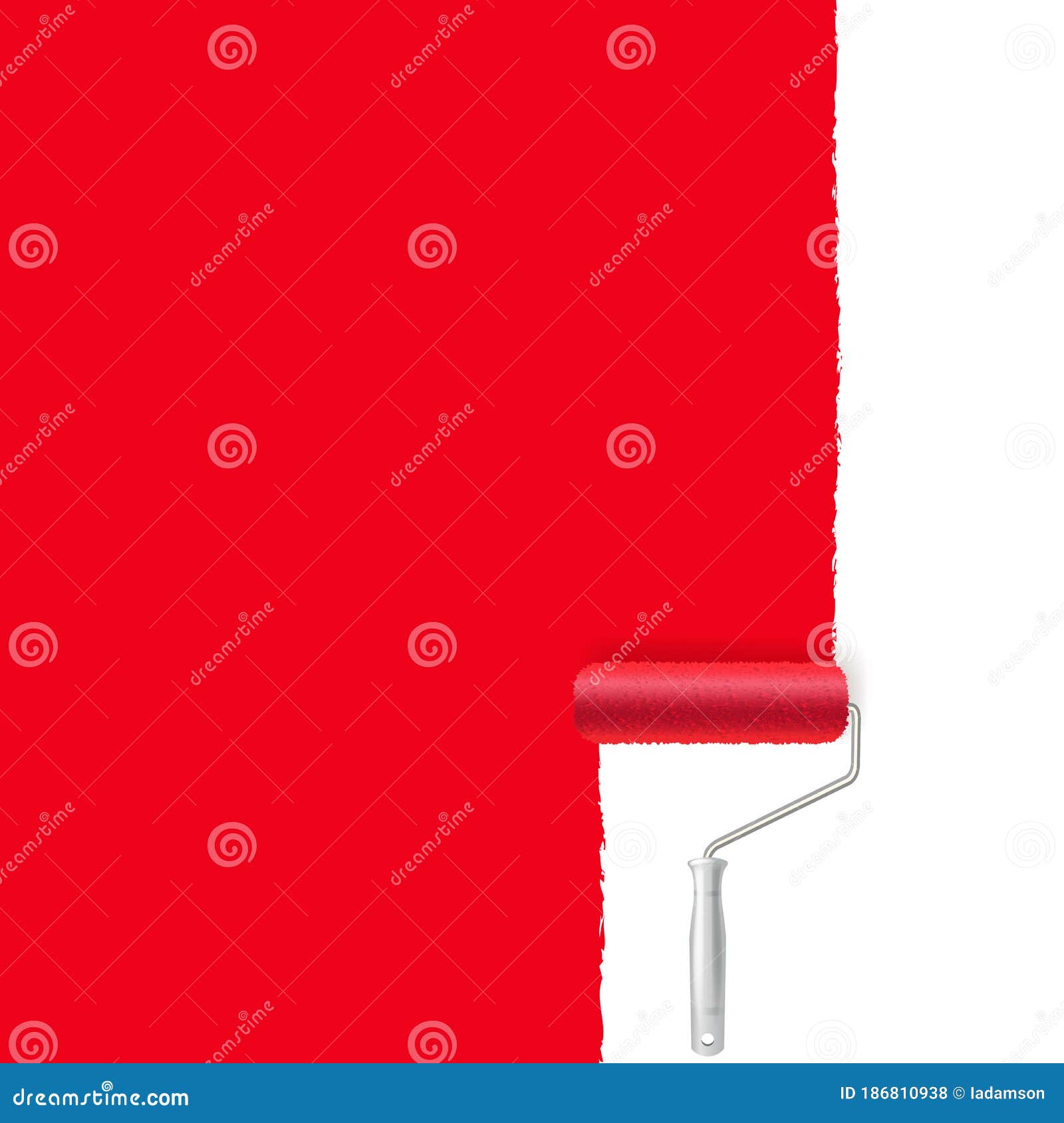 Red Paint Roller and Paint Stroke Stock Vector - Illustration of color ...