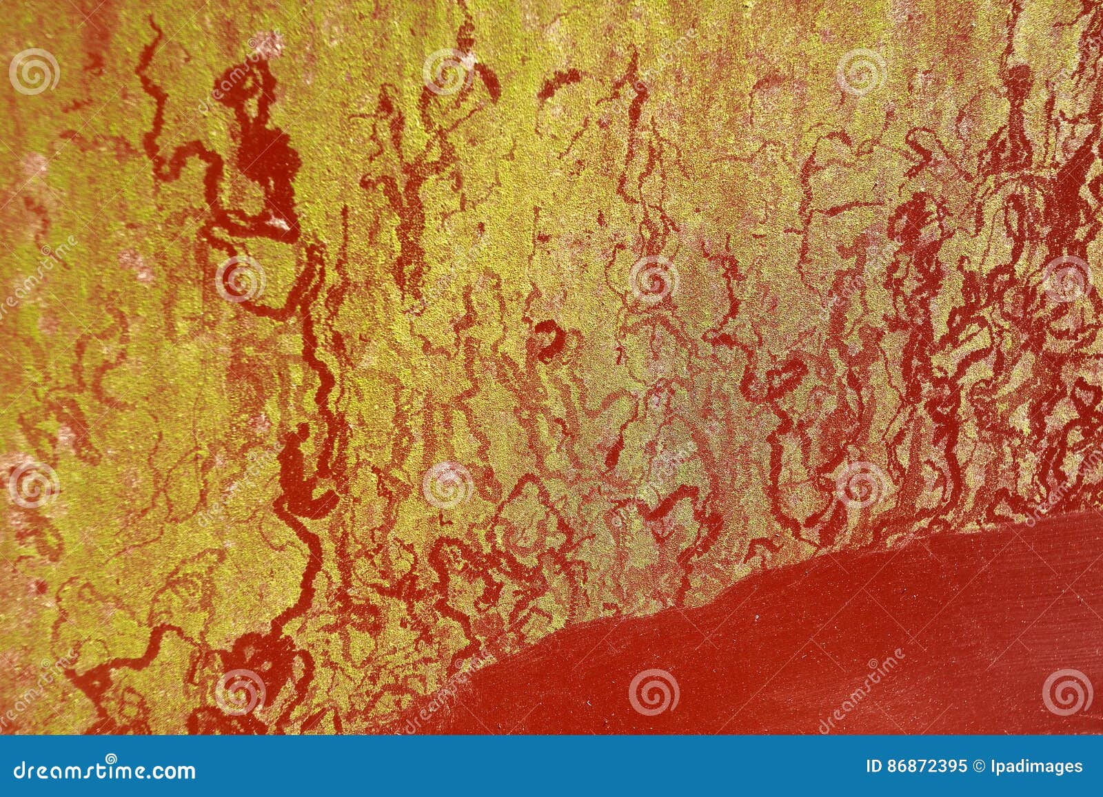 Red Paint Rusty Metal Plate Gold Particle Surface Oxidized Stock Image ...