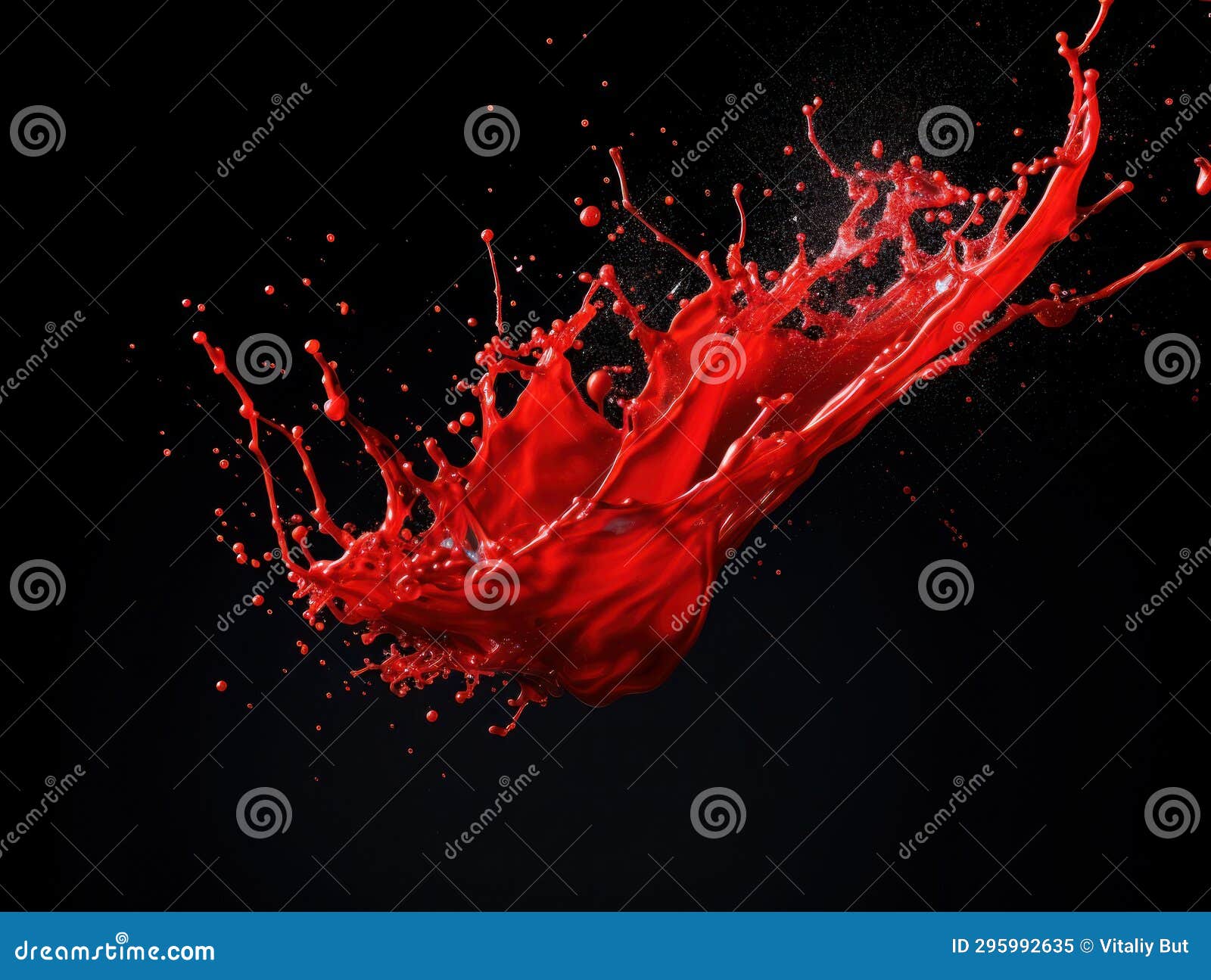 Red Paint Splash on Black Background Stock Image - Image of spill ...