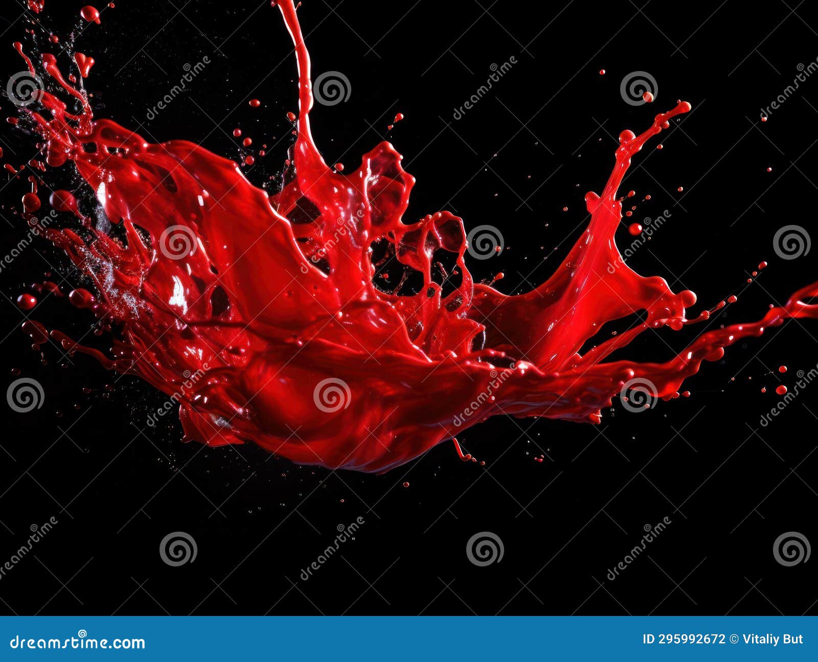 Red Paint Splash on Black Background Stock Photo - Image of fluid ...