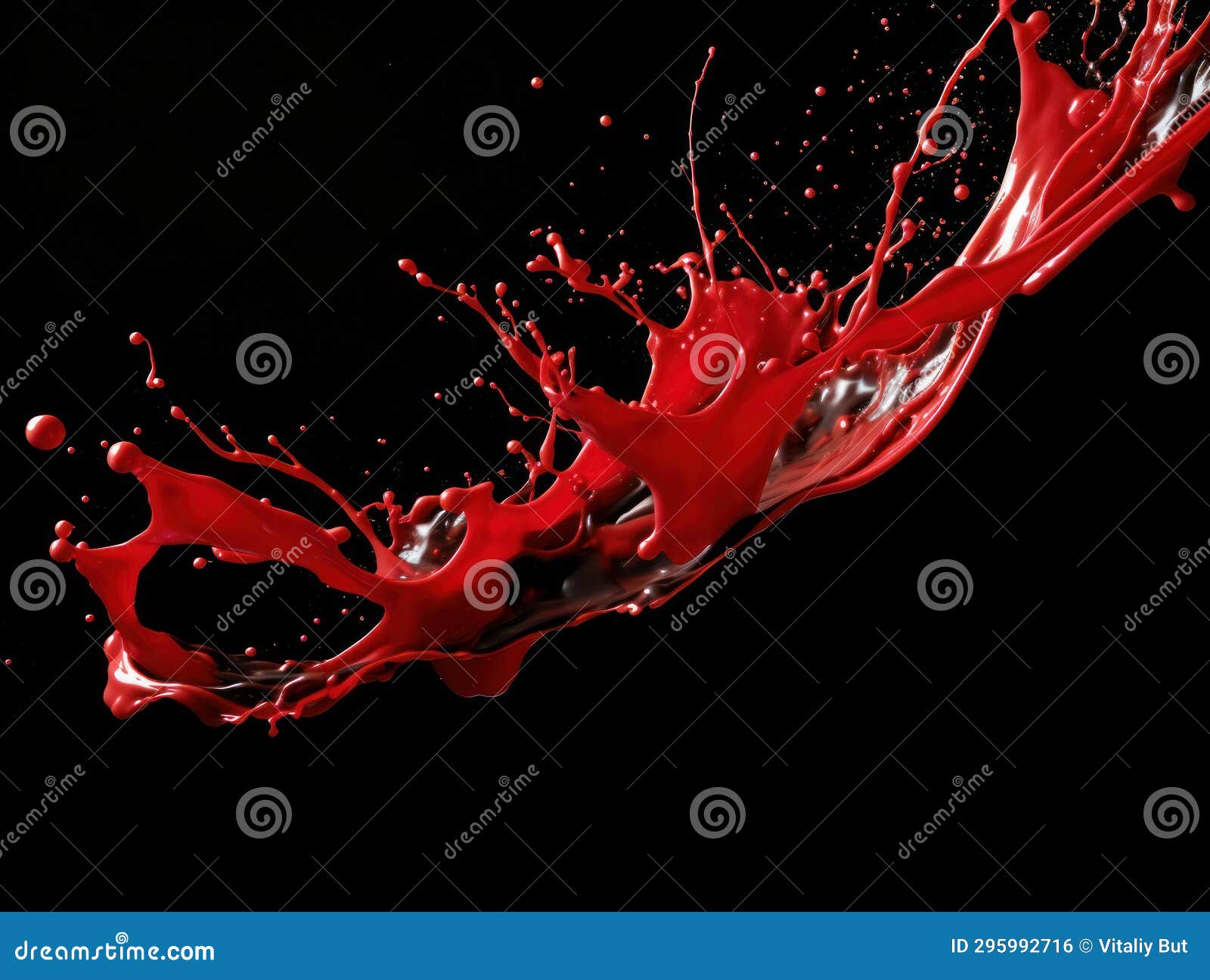 Red Paint Splash on Black Background Stock Illustration - Illustration ...