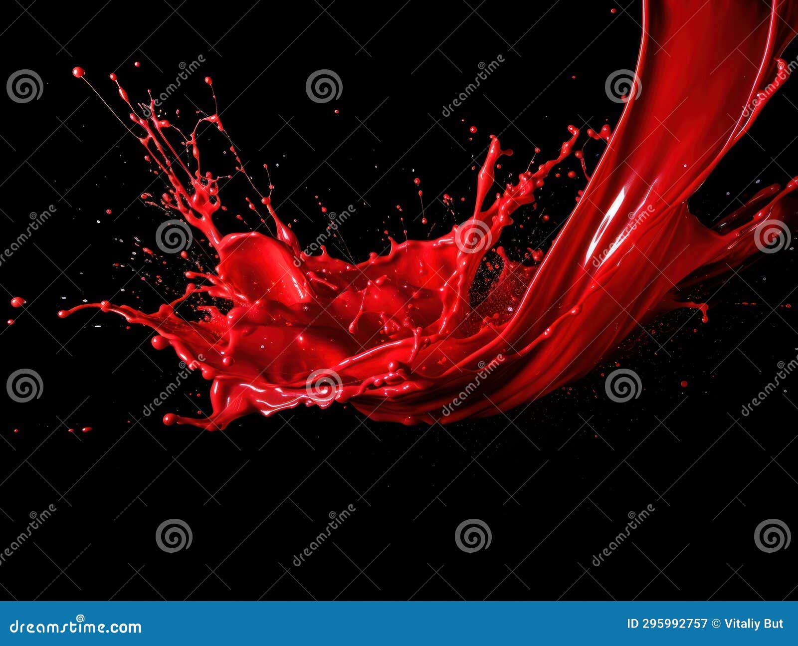 Red Paint Splash on Black Background Stock Image - Image of water ...