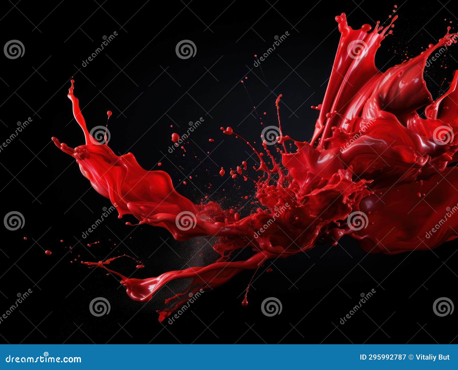 Red Paint Splash on Black Background Stock Image - Image of creativity ...