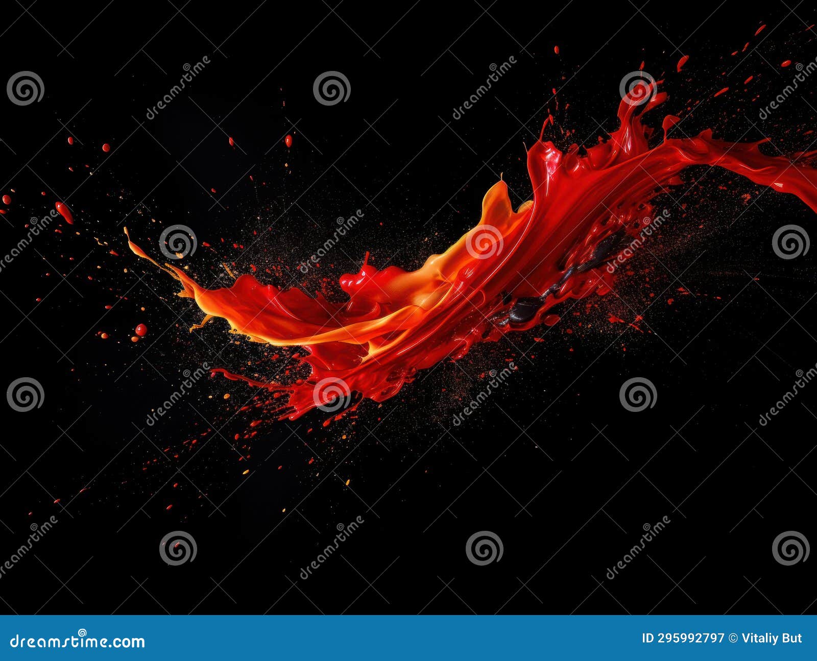 Red Paint Splash on Black Background Stock Illustration - Illustration ...