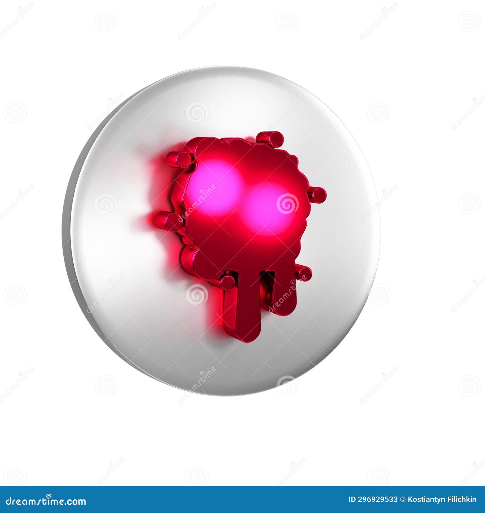 Red Paint Spray Icon Isolated on Transparent Background. Silver Circle ...