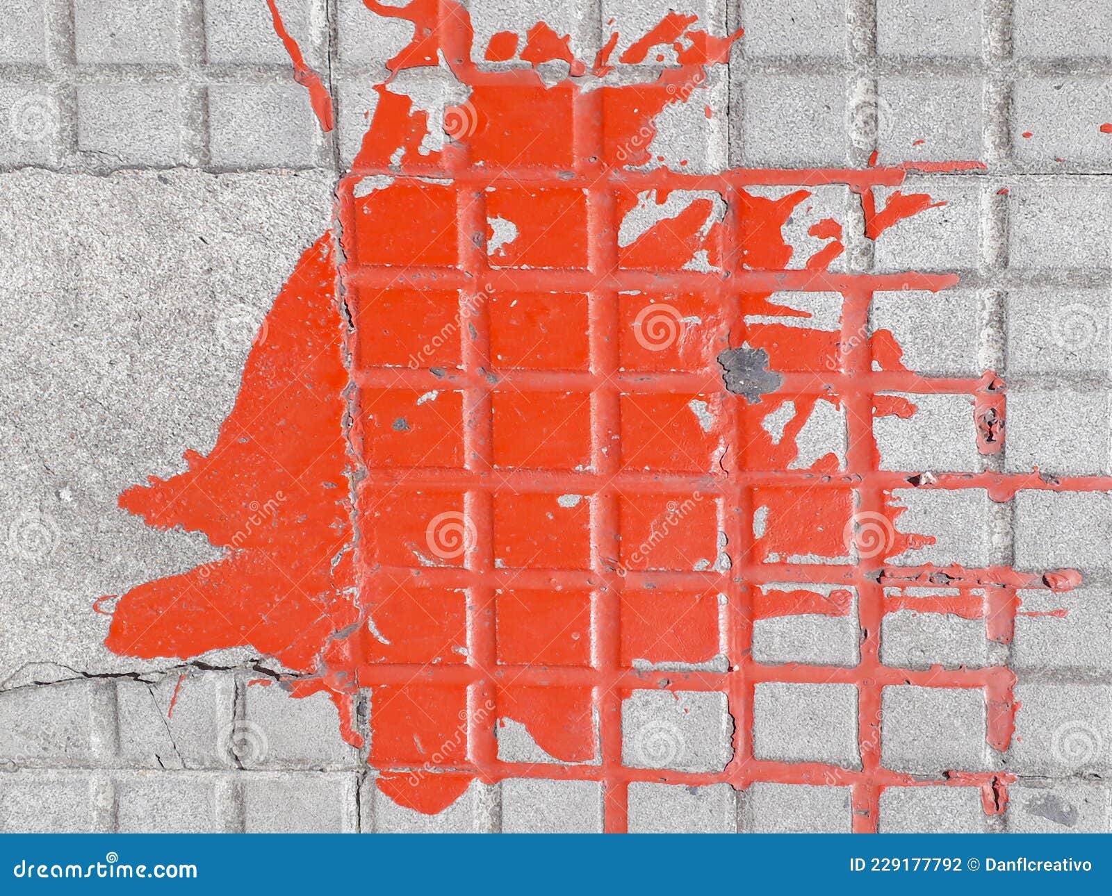 Red Paint Stained Sidewalk stock photo. Image of urban - 229177792