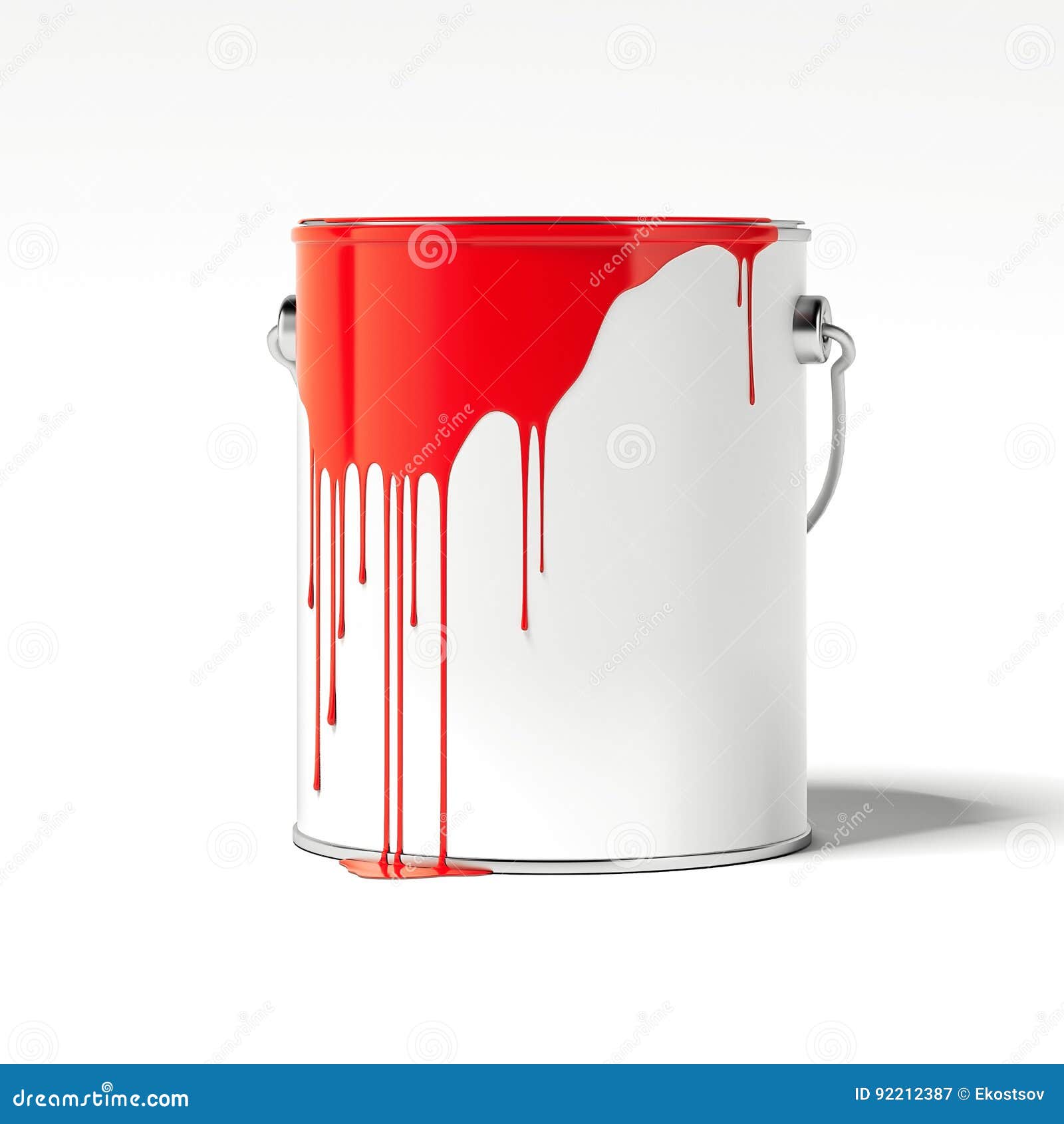 Red Paint Stains on a White Empty Can. 3d Rendering Stock Image - Image ...