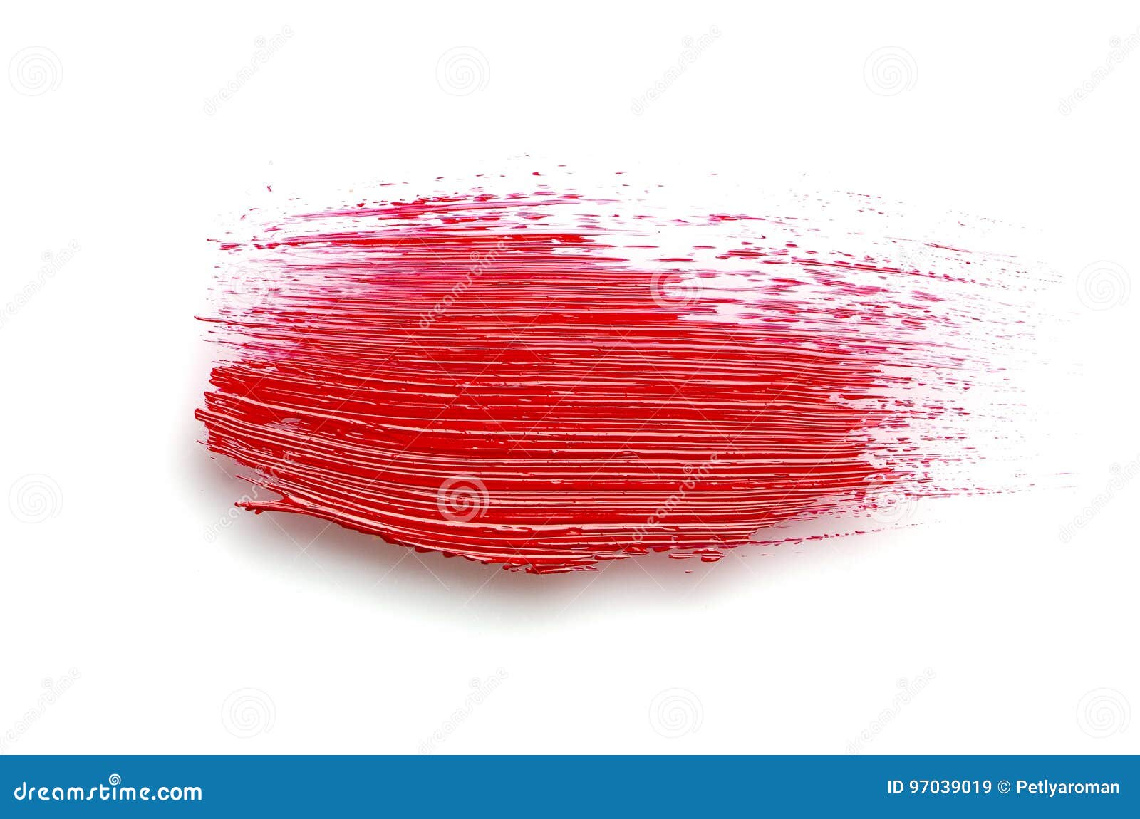 Red Paint Stroke with Oil Paint on White Background Stock Image - Image ...