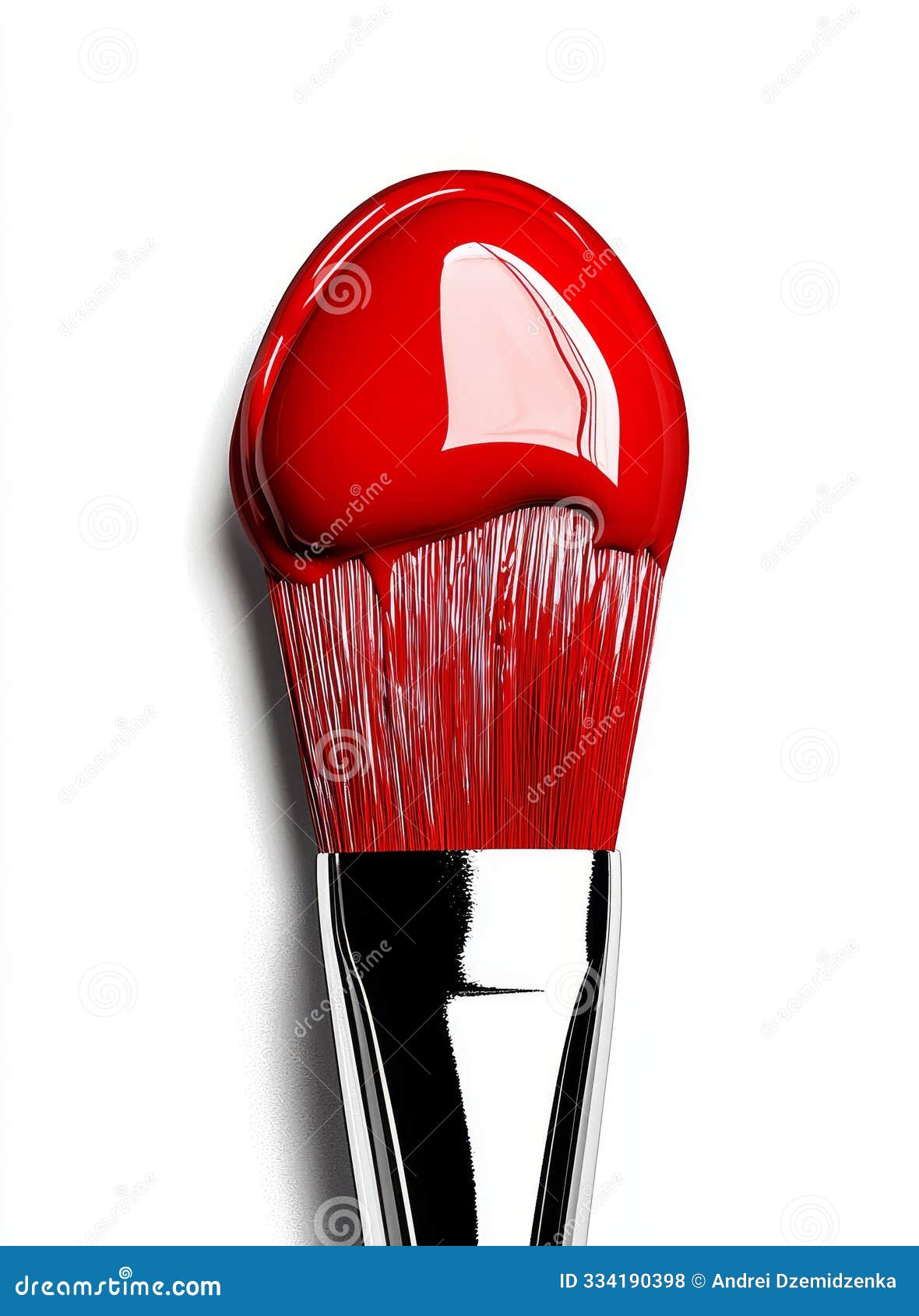 A Red Paintbrush Isolated on a White Background. 3D Illustration Stock ...