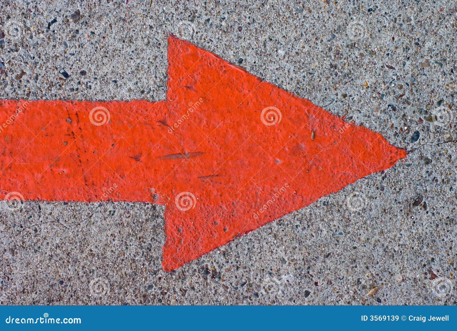 Red Painted Arrow on Concrete Stock Image - Image of texture, point ...