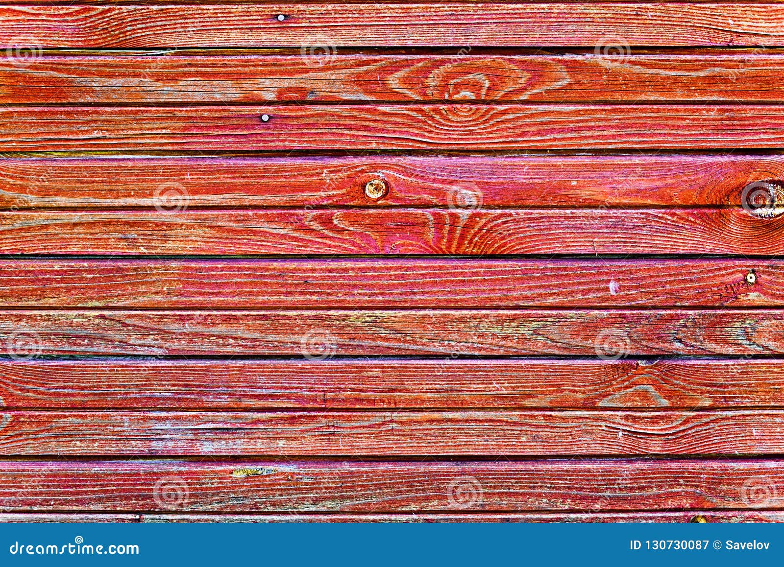 Texture of Red Painted Boards with Nails and Knots Stock Image - Image ...