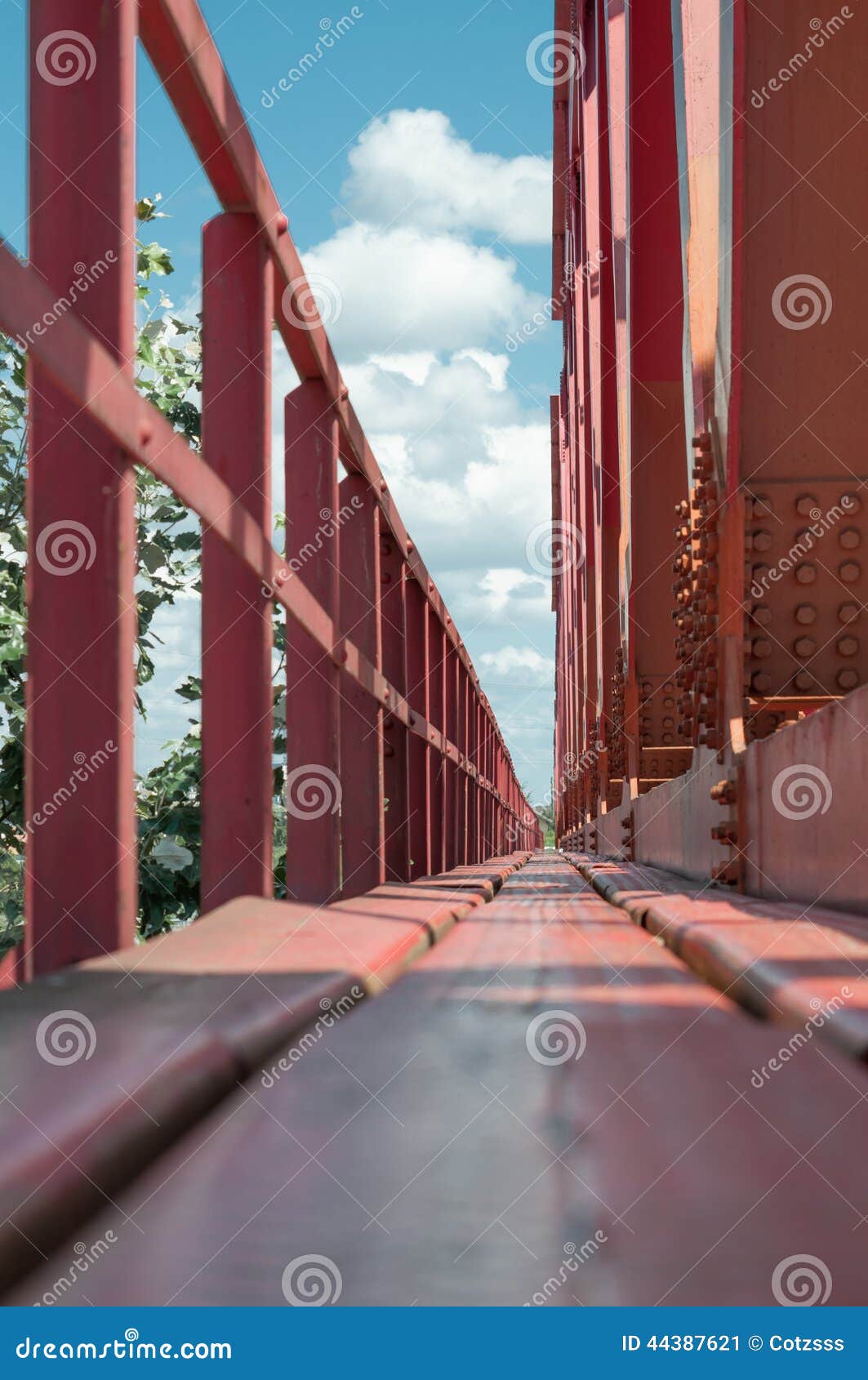 Red painted bridge floor stock image. Image of light - 44387621