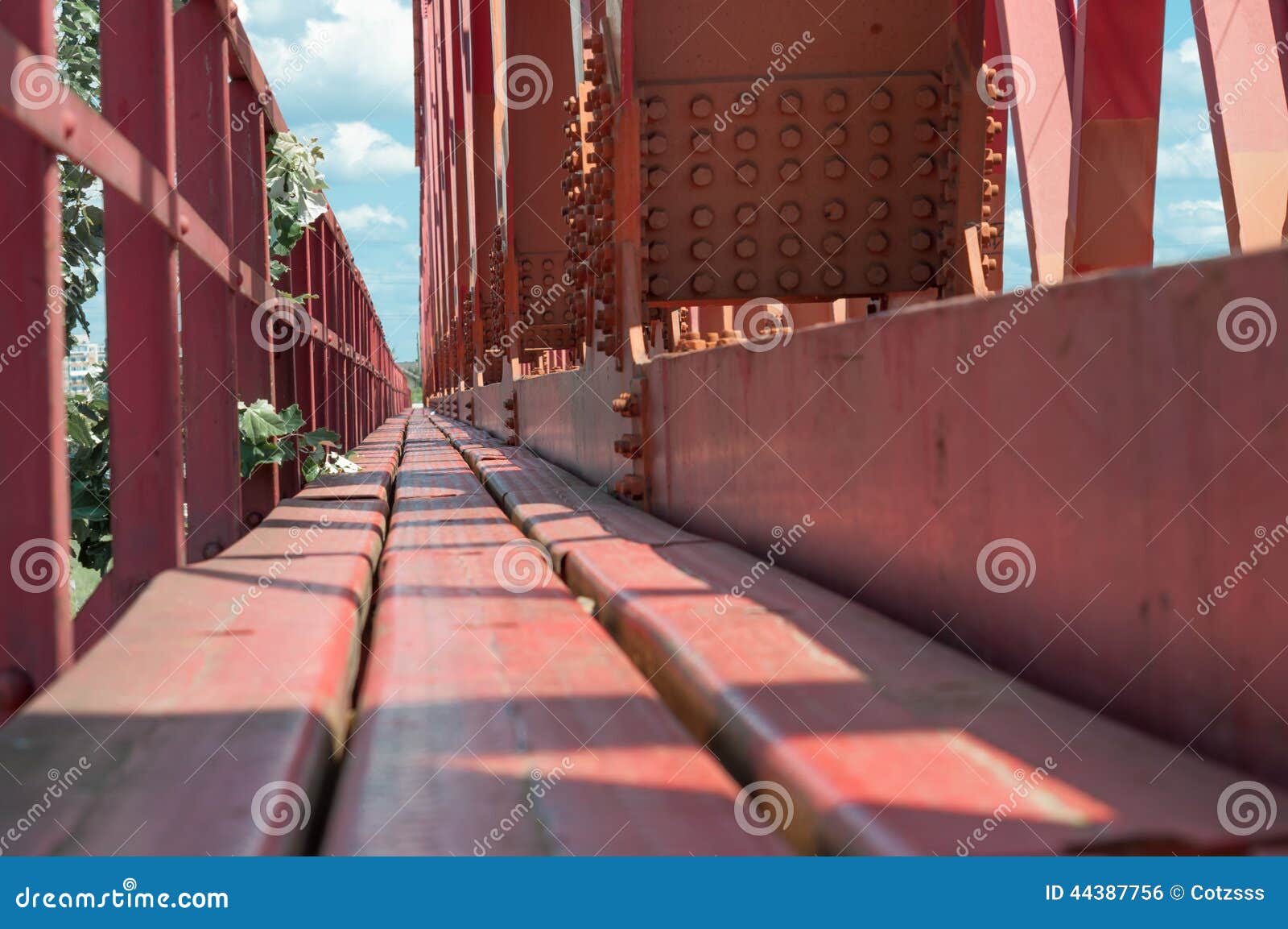 Red painted bridge floor stock photo. Image of paint - 44387756