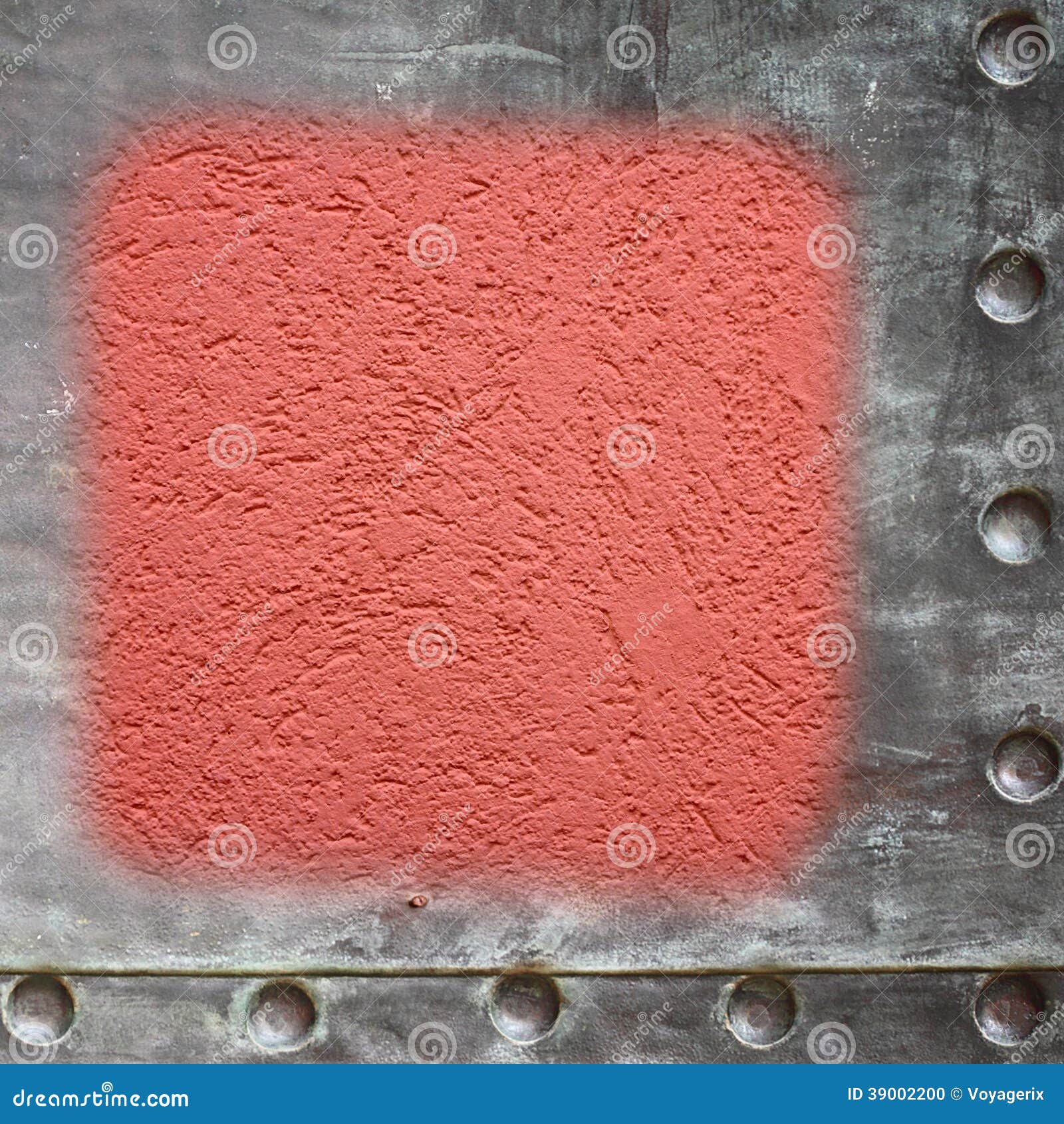 Red Painted Concrete Wall Blank Metal Frame Stock Photo - Image of iron ...