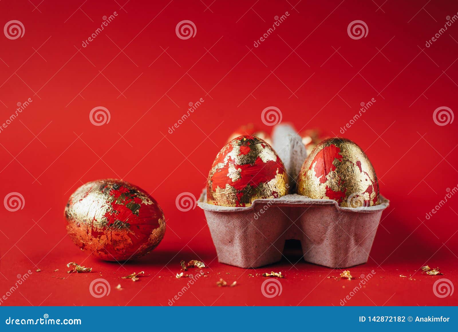 Red Painted Easter Eggs on Red Background Stock Photo - Image of ...
