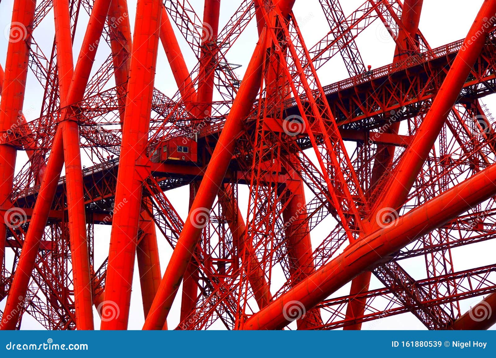 Red Painted Girders and Struts on Bridge Stock Image - Image of steel ...